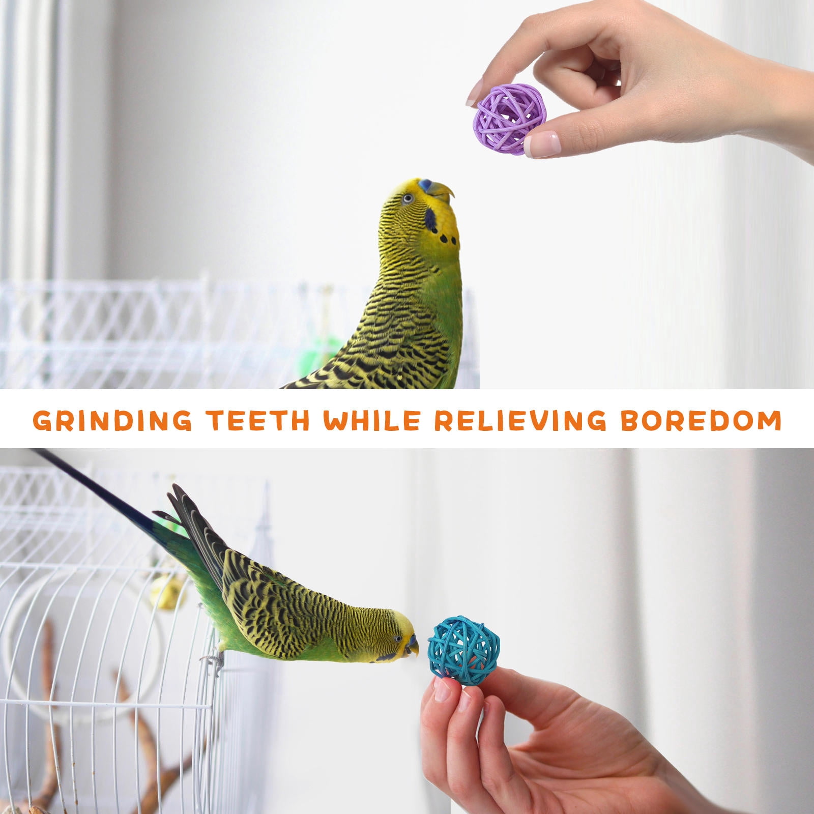 Clispeed 10Pcs Parrot Chew Toys Willow Balls for Bird Owners for Mental ...