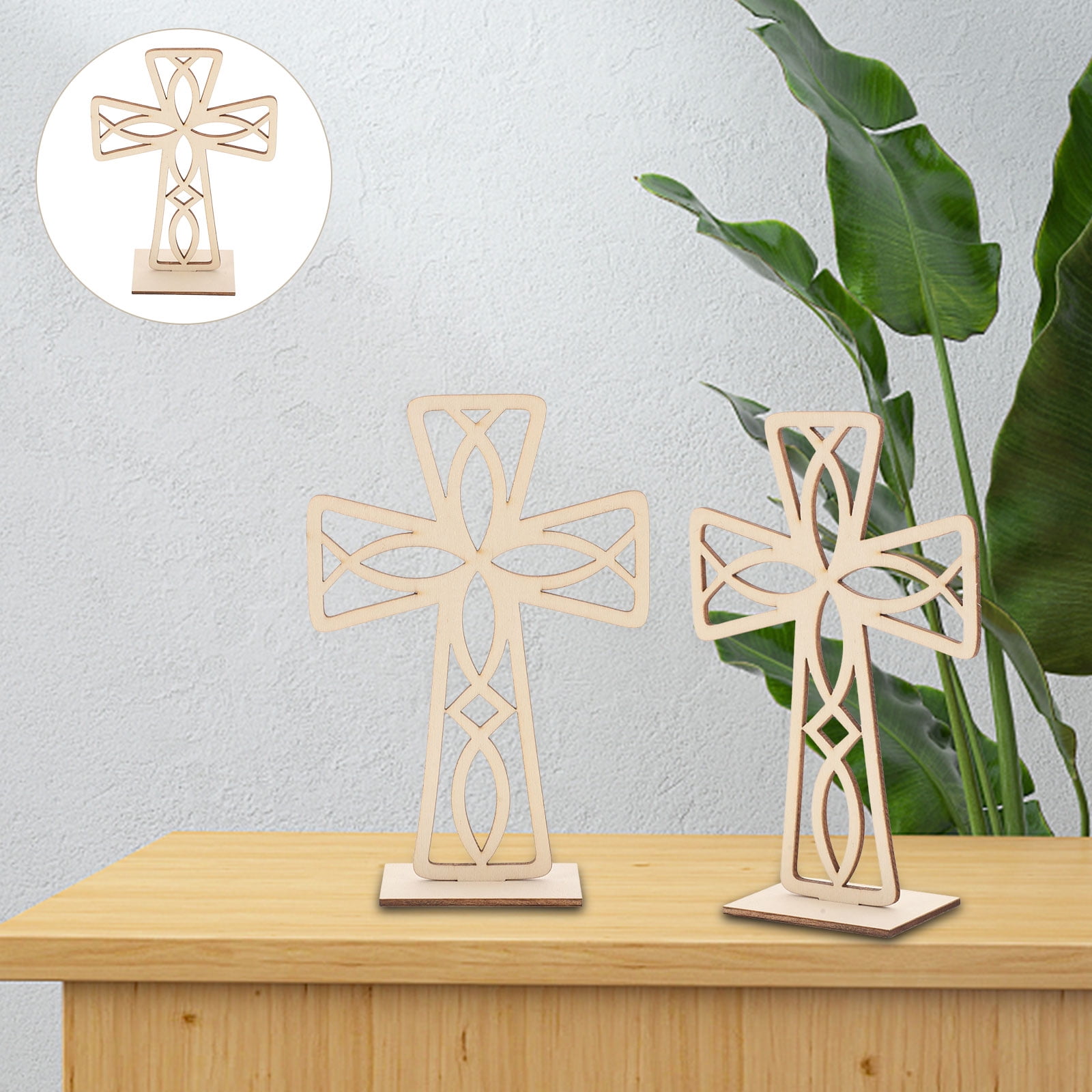 Clispeed 10Pcs Smooth Hand Held Crosses Wooden Cross Ornament Ivory ...