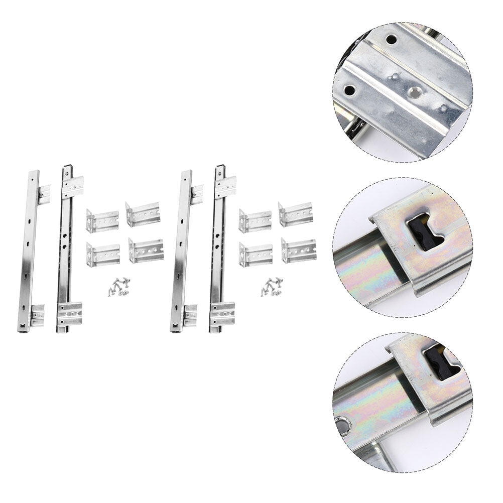 Clispeed 2 Pairs Keyboard Drawer Track Rail Silver Steel Silent Opening ...