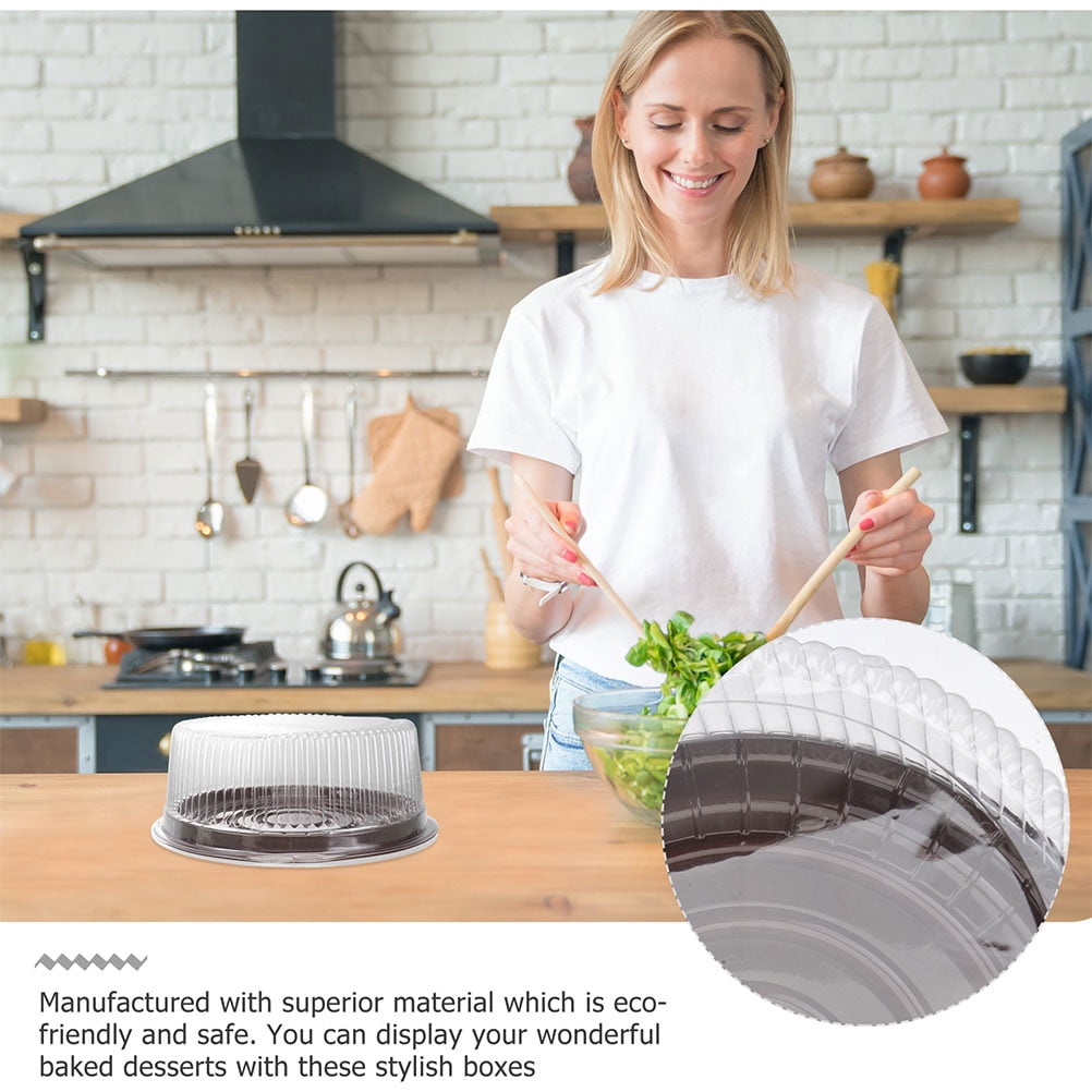 Clispeed 25 pcs Plastic Cake Container with Clear Lids Round Cake ...