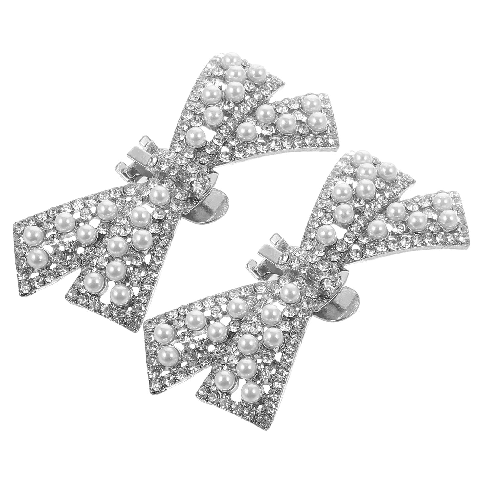 Clispeed 2Pcs Bowknot Metal Shoe Clips Attachables Silver for ...