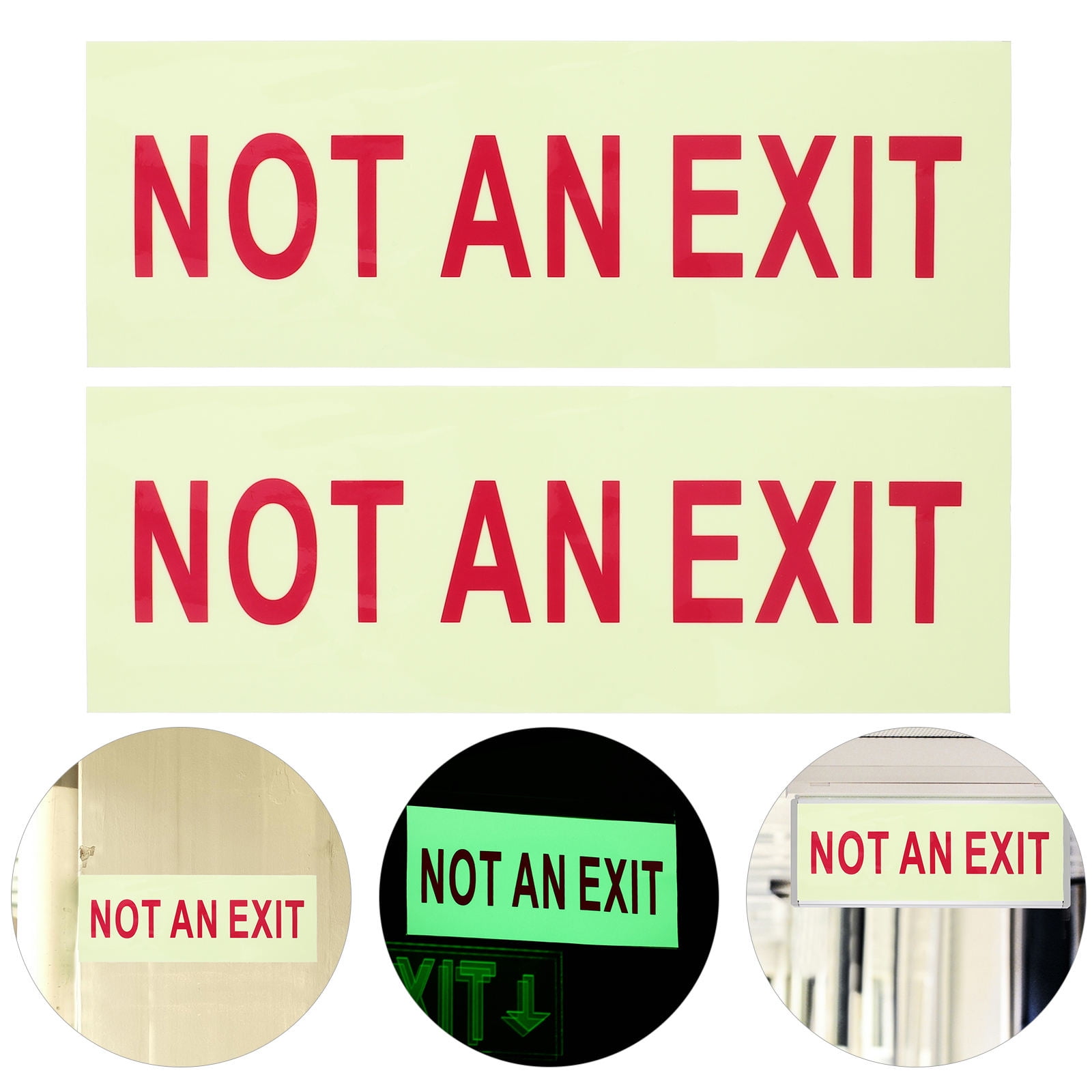 Clispeed 2Pcs Glow in Dark Not An Exit Sign Red Plastic Door Safety ...