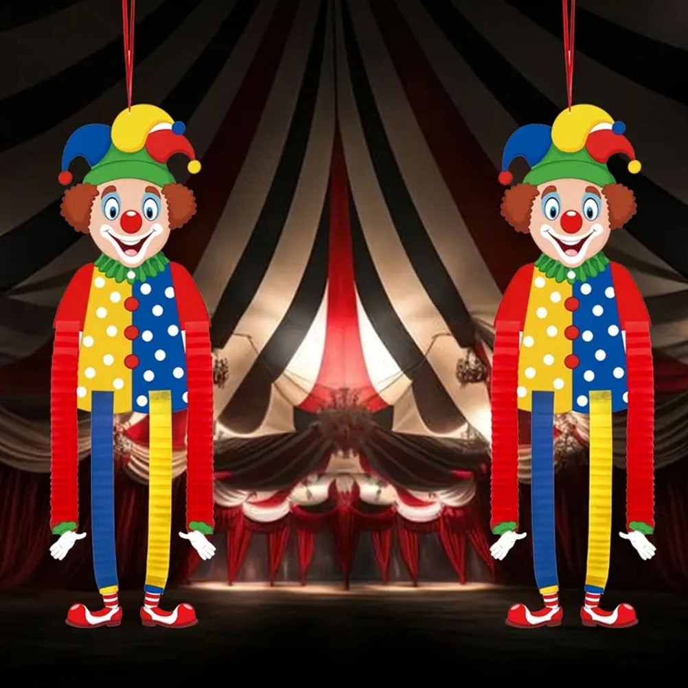 Clispeed 2pcs All Cutouts Paper Clown Carnival Hanging Decorations ...