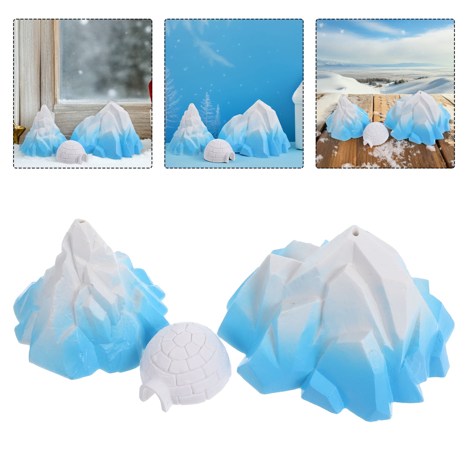 Clispeed 3pcs Igloo Models PVC Assorted Color Underwater Snow Mountain ...