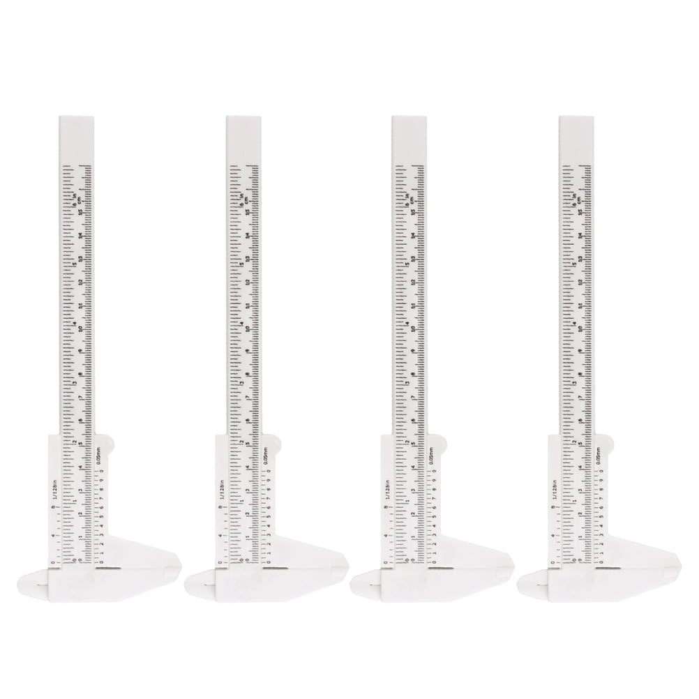 Clispeed 4-Pack White Lightweight Plastic Caliper Ruler Gauge for ...