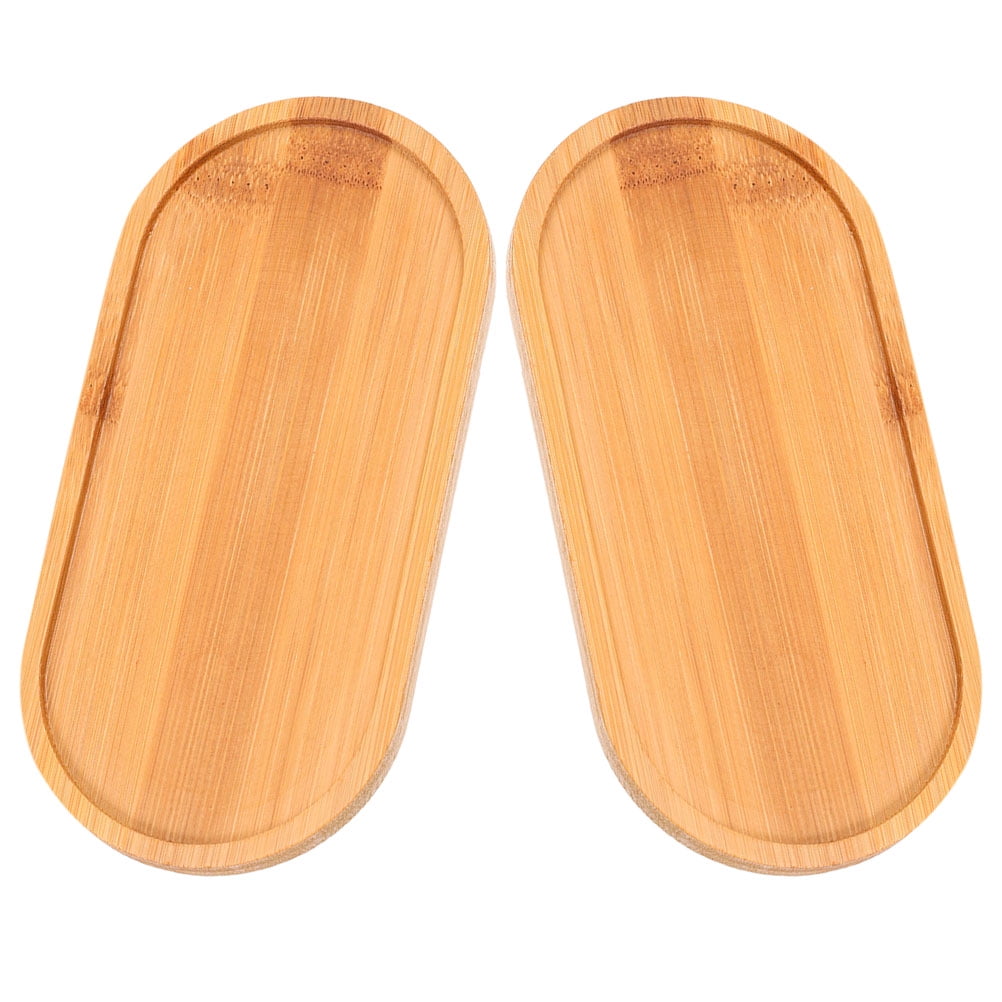 Clispeed 2Pcs Bamboo Plant Pot Drip Tray Oval Holder Easy Clean ...