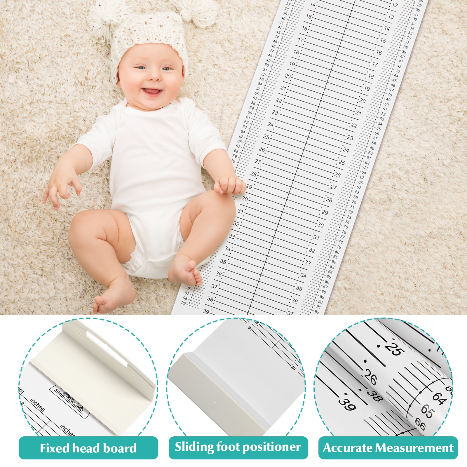 Clispeed Infants Height Ruler Safe Measuring Mat Gentle Height Chart ...