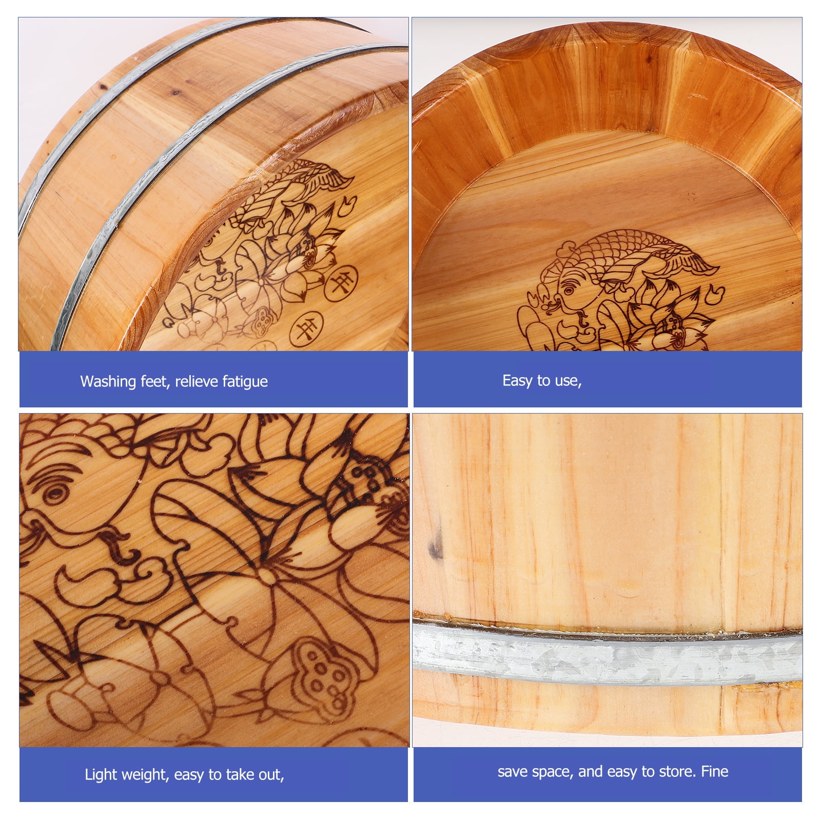 Clispeed Spa Basin Wood Foot Bucket Reusable Foot Bath Bucket Foot ...