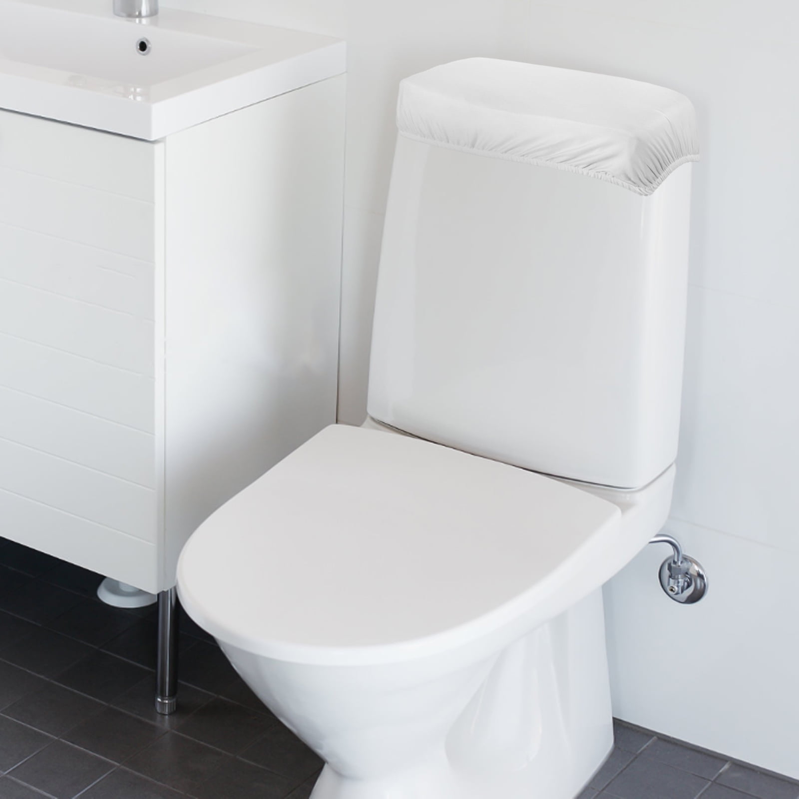 Clispeed Soft Washable White Toilet Tank Cover Universal Fit with ...
