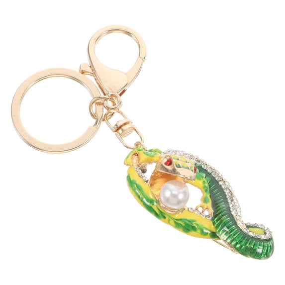 Clispeed Chinese Zodiac Keychain Rhinestone Snake Keychain Green Zinc ...