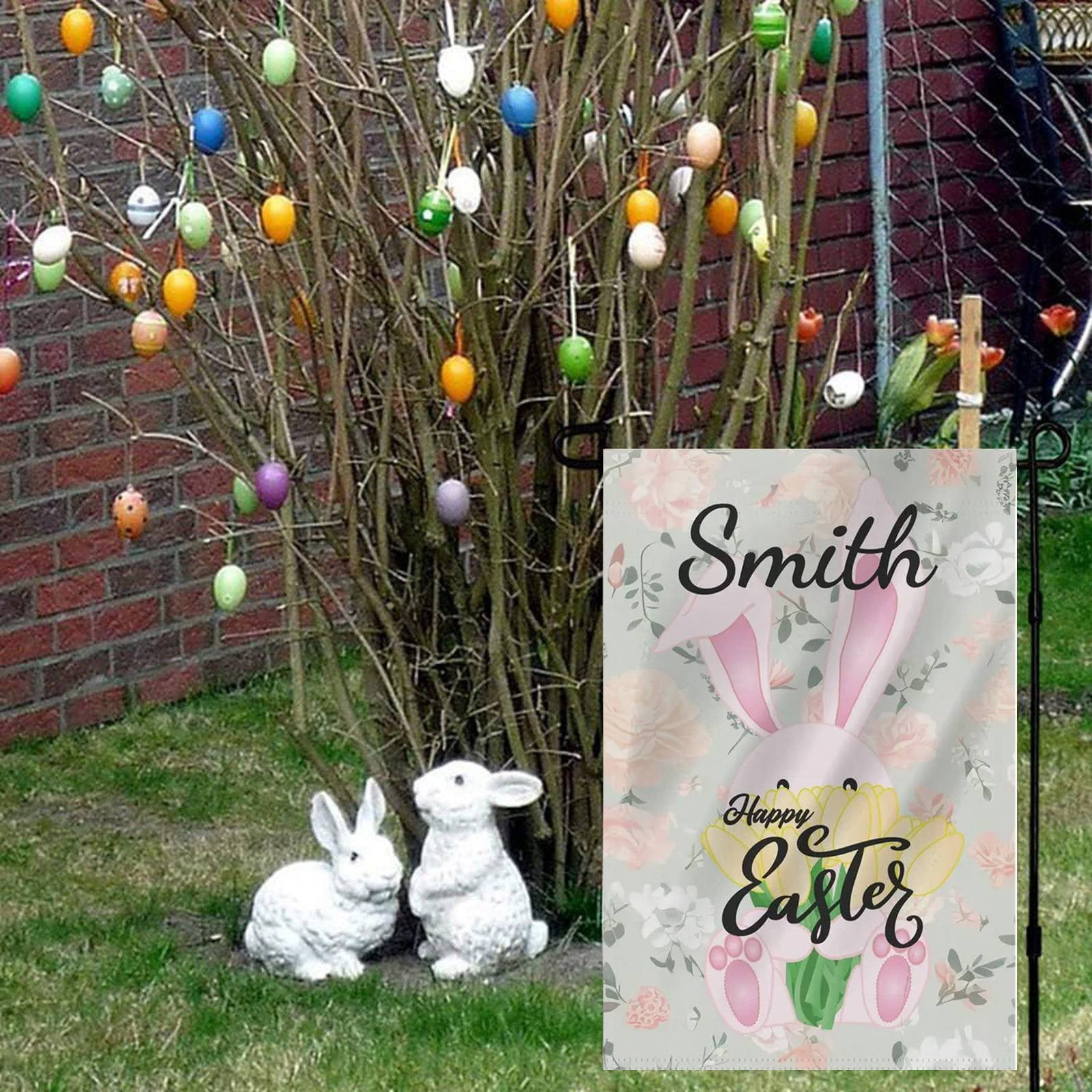 Clisyzdn Easter Garden Flags, Cute Bunny Pattern Garden Flags, Easter ...