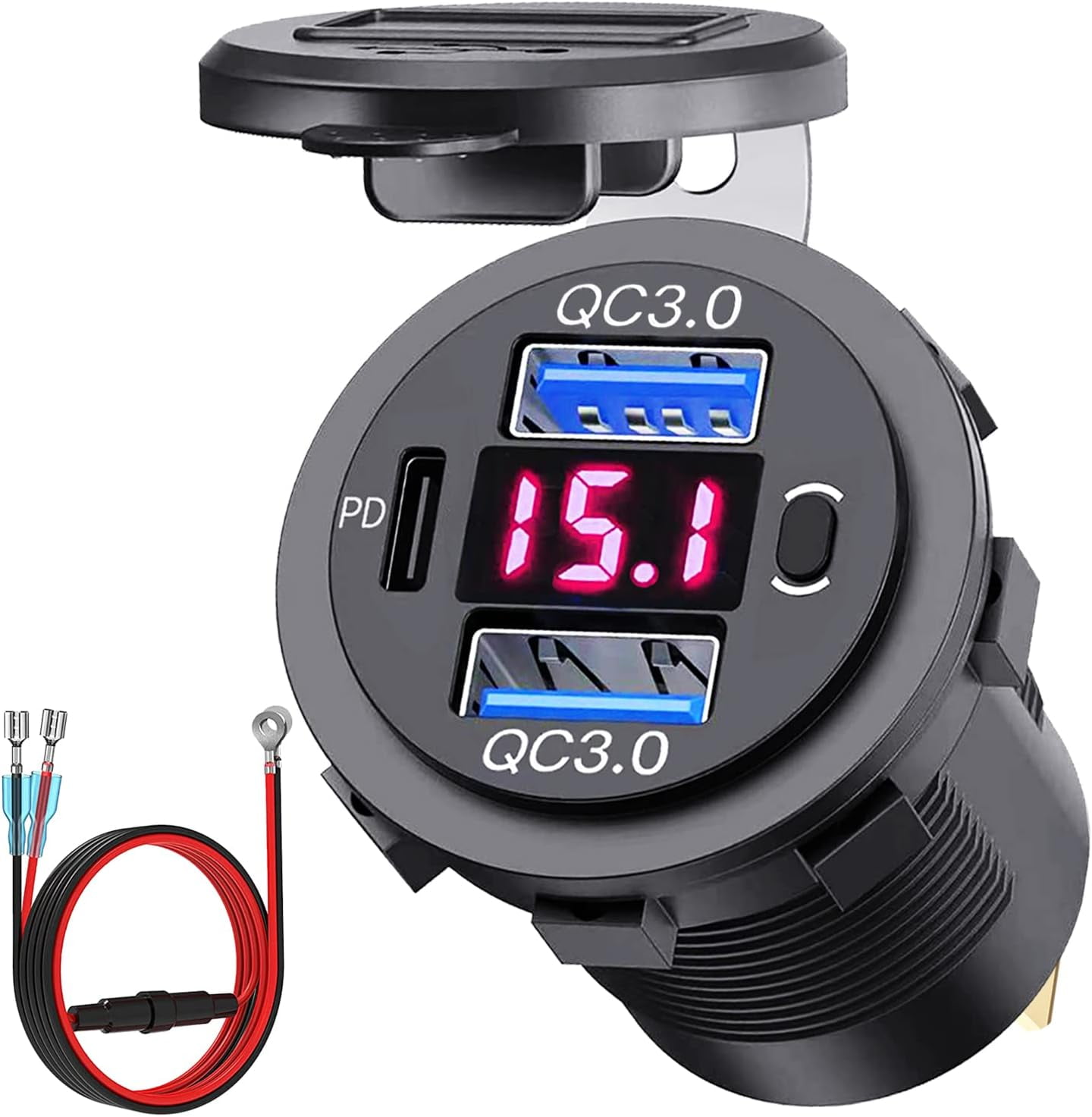 Cllena 12V USB Outlet Dual Quick Charge 3.0 & PD USB C Three-Port USB ...
