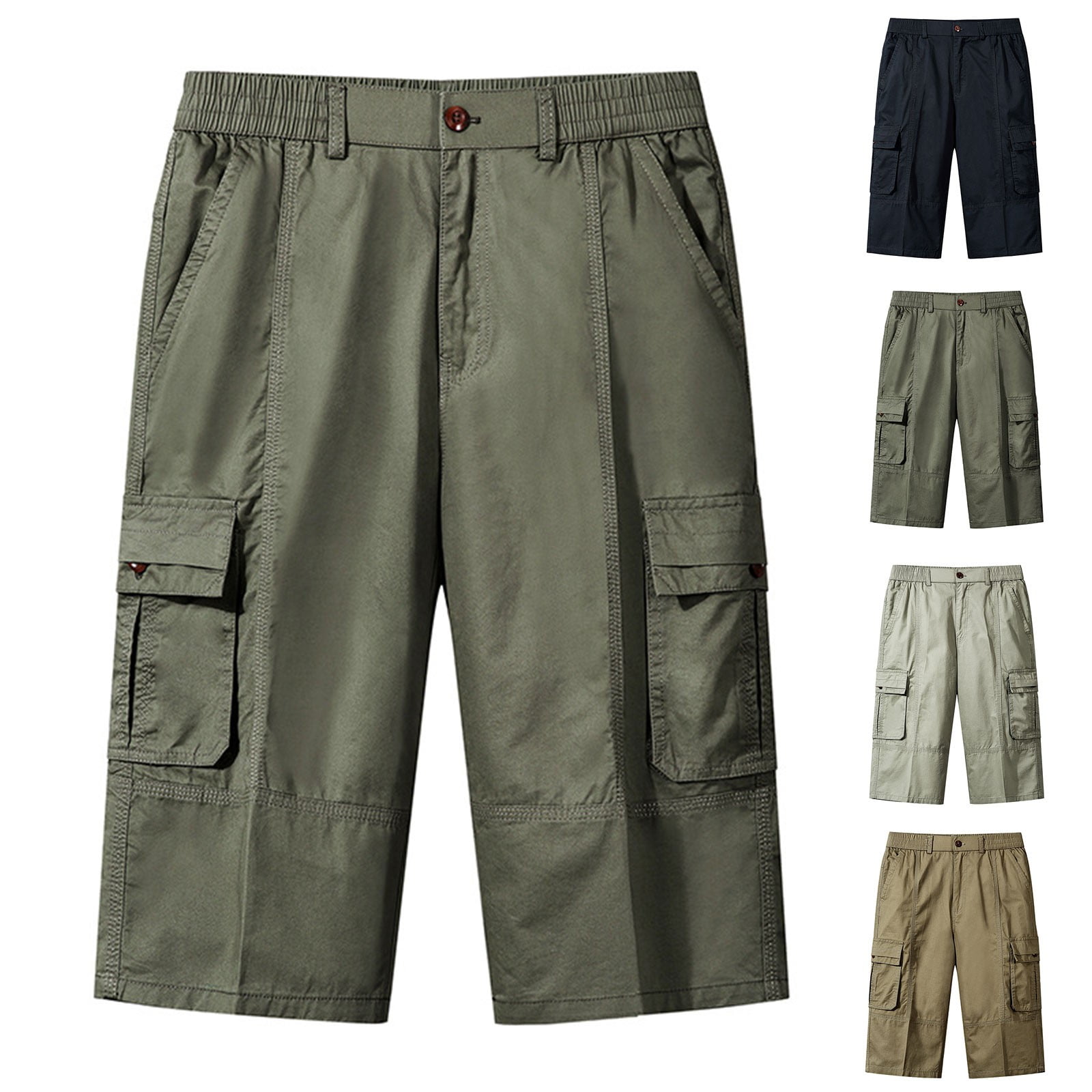 Cllios Men's Cargo Capris Slim Fit Outdoor Athletic Trousers Work Pants ...
