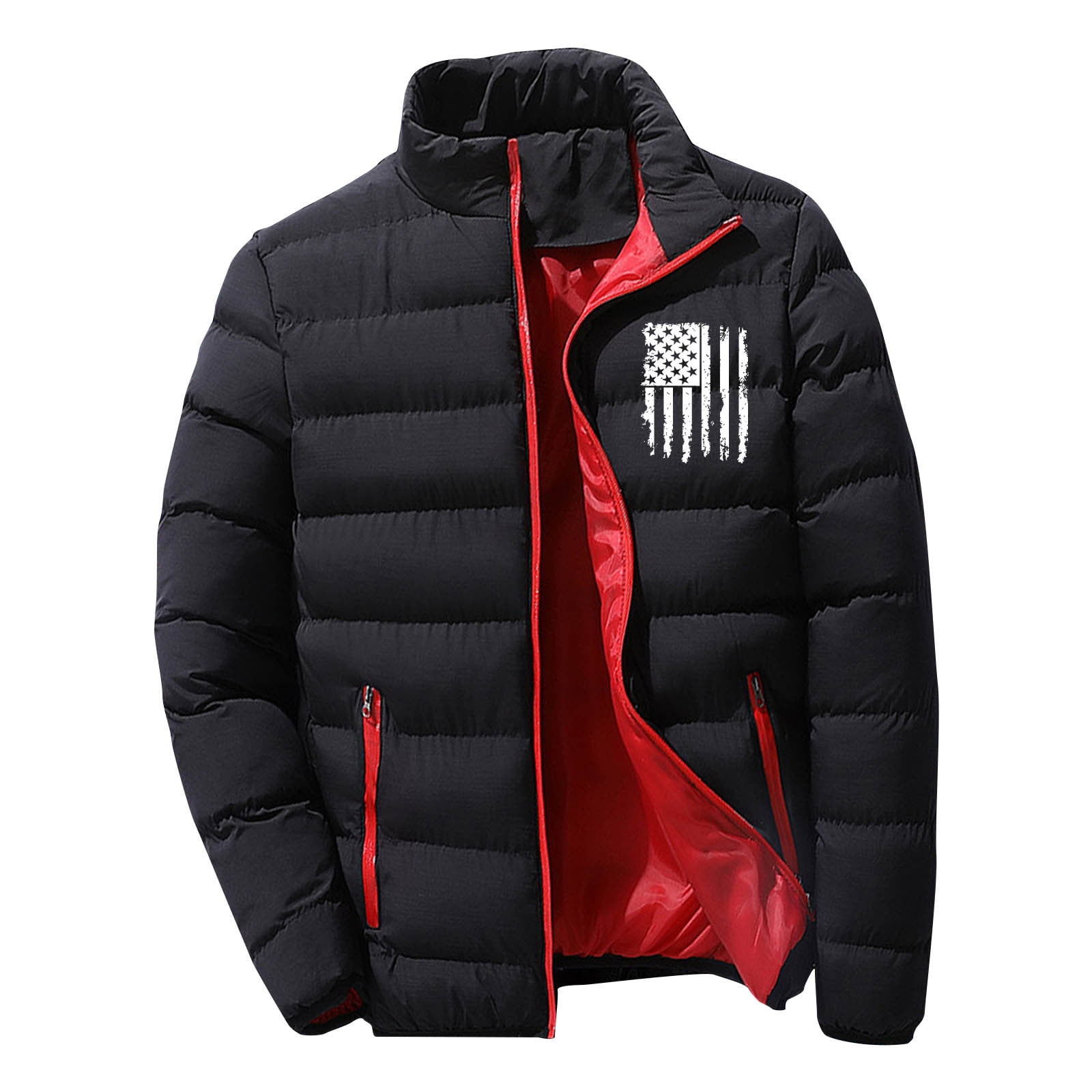 Cllios Men's Winter Down Jacket Full Zip Up Puffer Jacket Warm Quilted ...