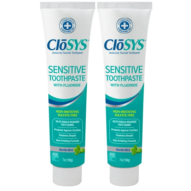 CloSYS Fluoride Toothpaste, 7 STF9 Ounce (2 Pack), Gentle Mint ...