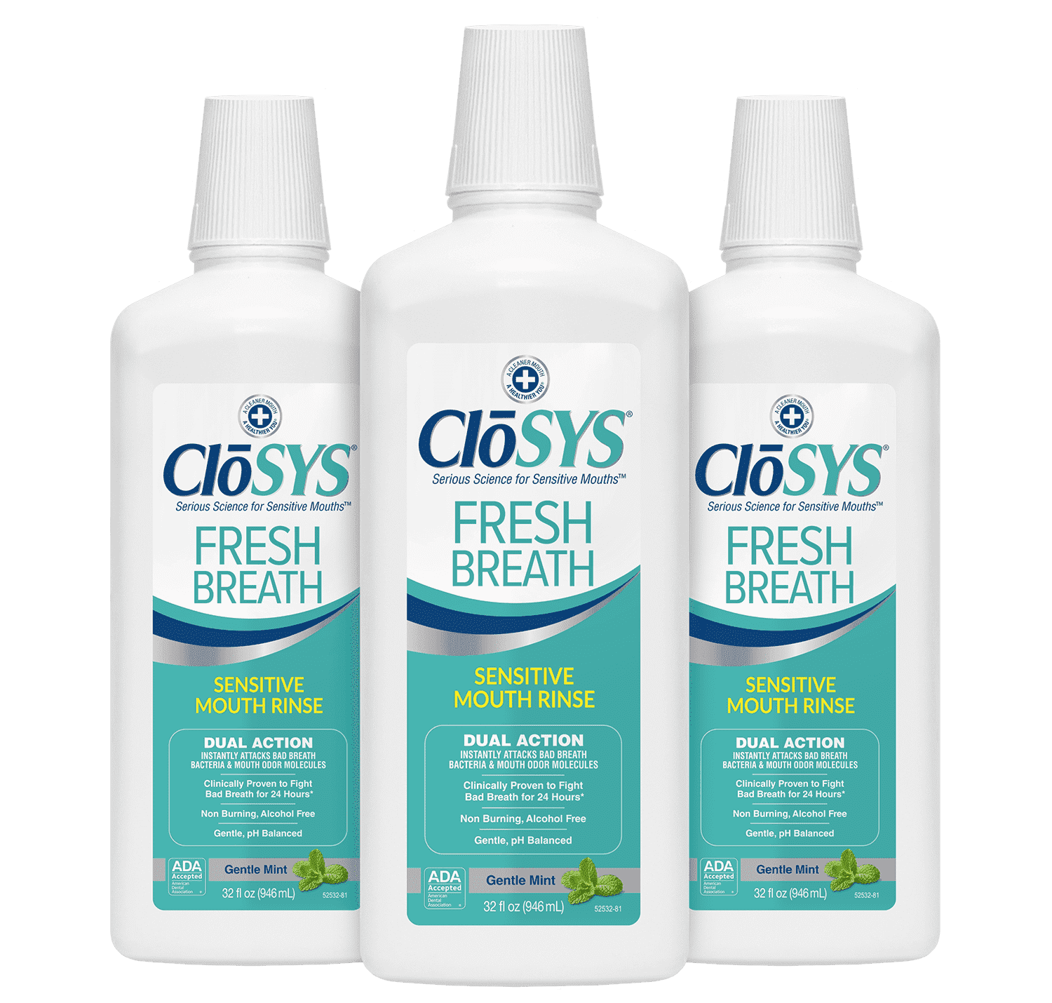 CloSYS Fresh Breath Sensitive Mouthwash, Gentle Mint, Alcohol Free, Dye ...