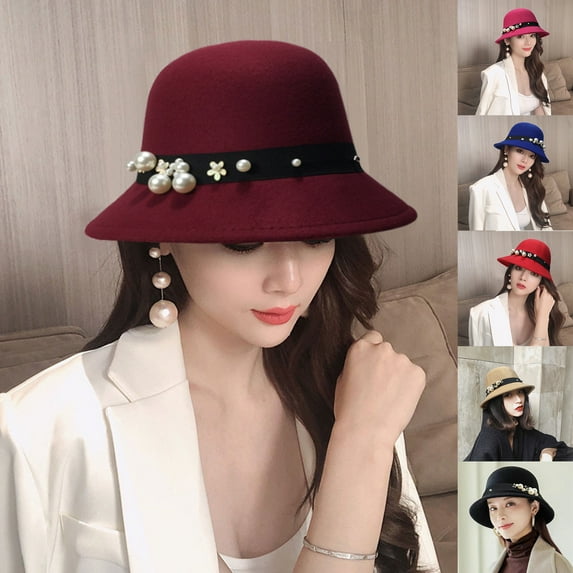 Cloche Bucket Bowler Fedora Floppy Derby Vintage Felt Hat Cap Women Hot ...