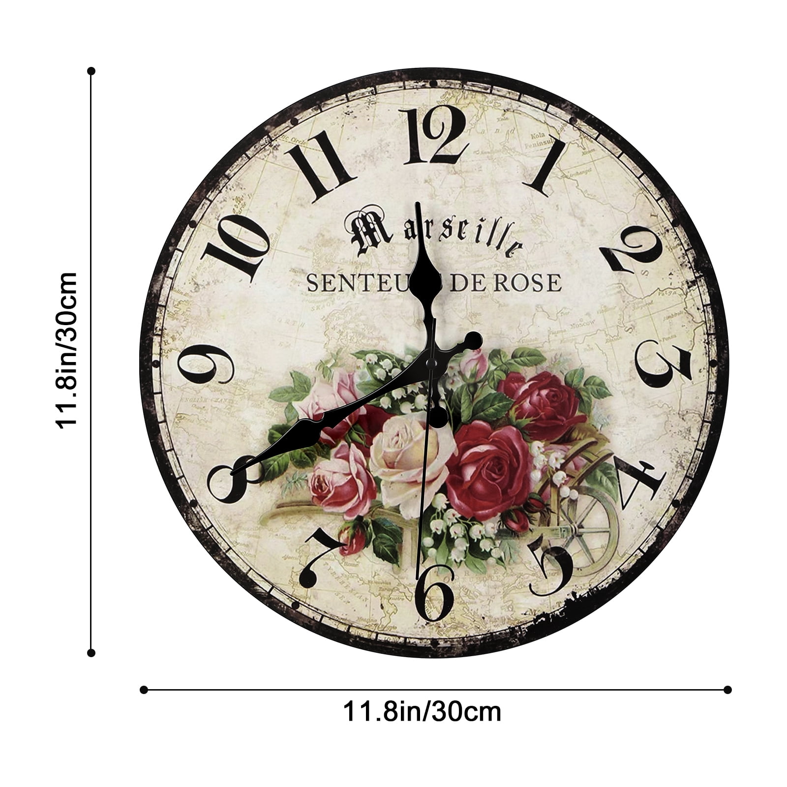 Clock 12 Inches Round Wall Clock, For Living Room, Kitchen, Home ...