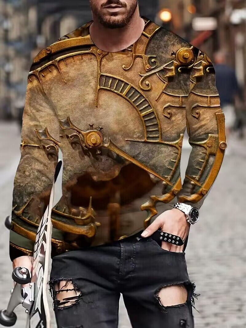 Clock 3D Digital Print Golden Watch Classic Men Tee - Walmart.com