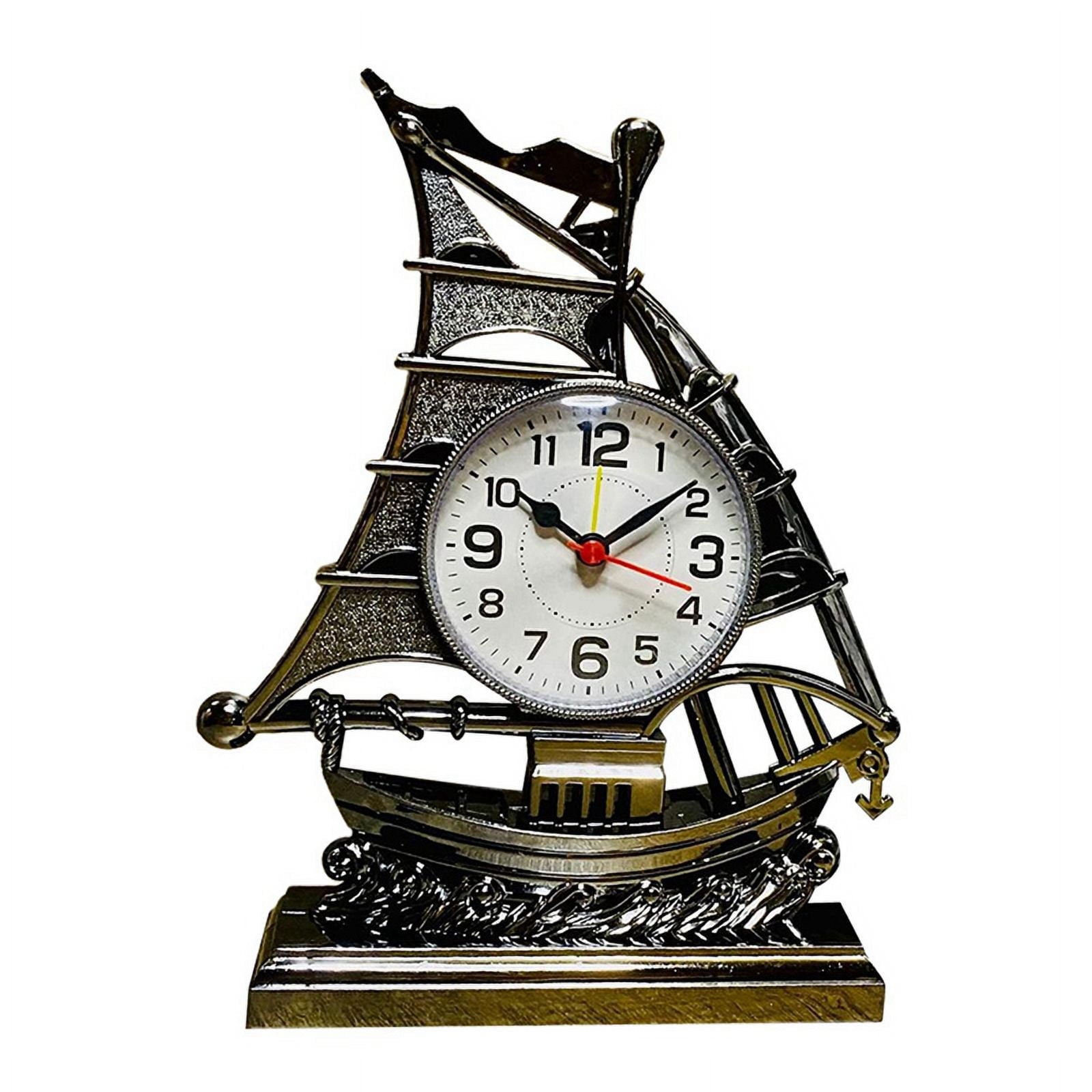 Clock Alarm Sailboat Table Vintage Retro Model Ornament Nautical Desk ...