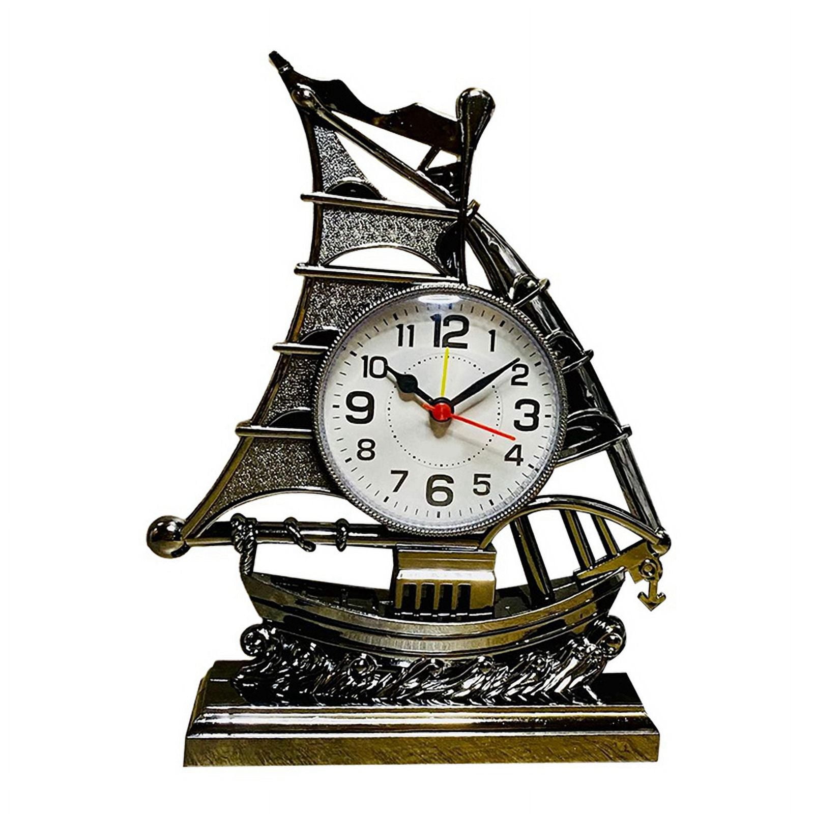 Clock Alarm Sailboat Table Vintage Retro Model Ornament Nautical Desk ...