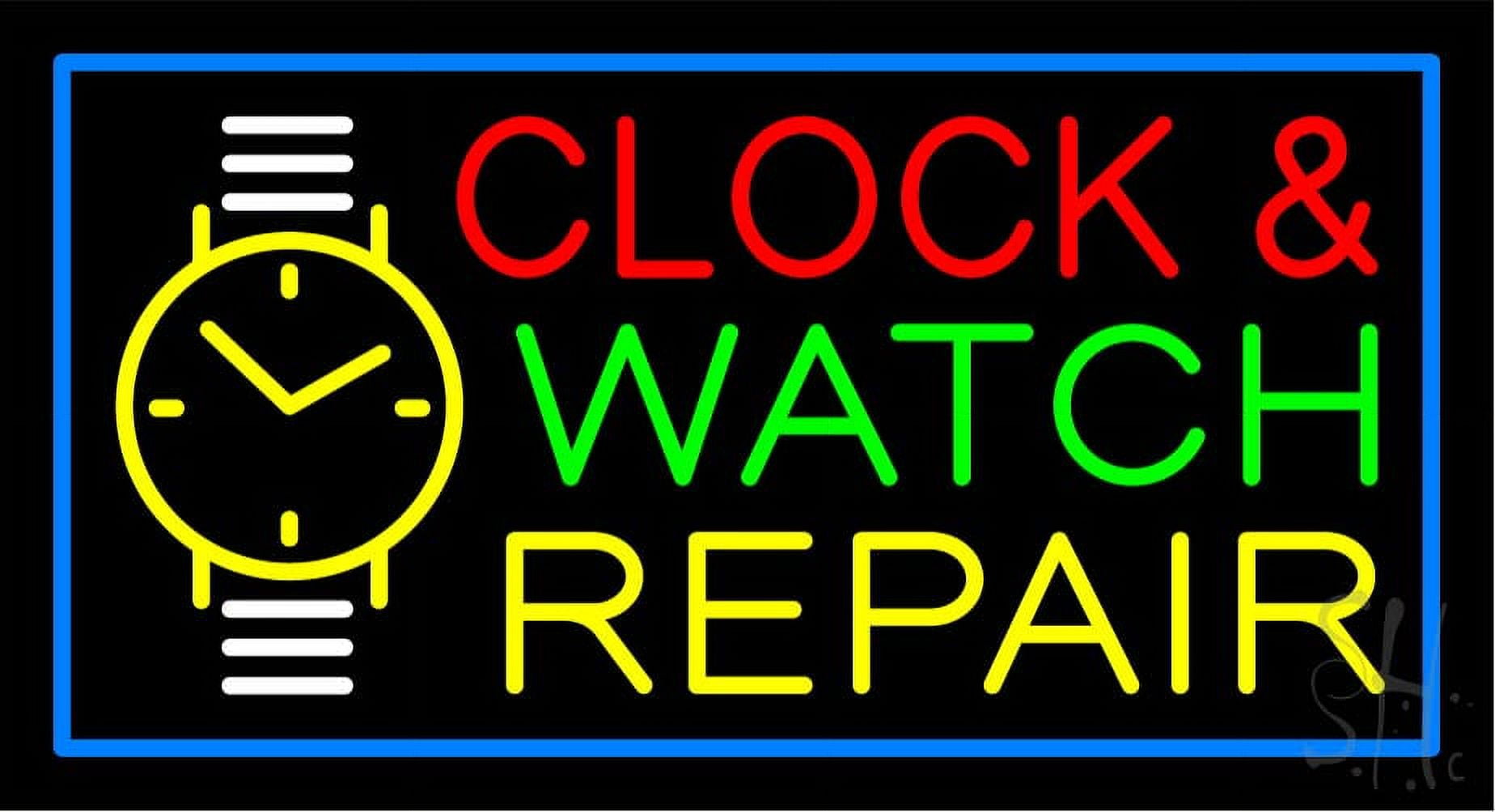 Clock And Watch Repair LED Neon Sign 13 x 24 - inches, Clear Edge Cut ...