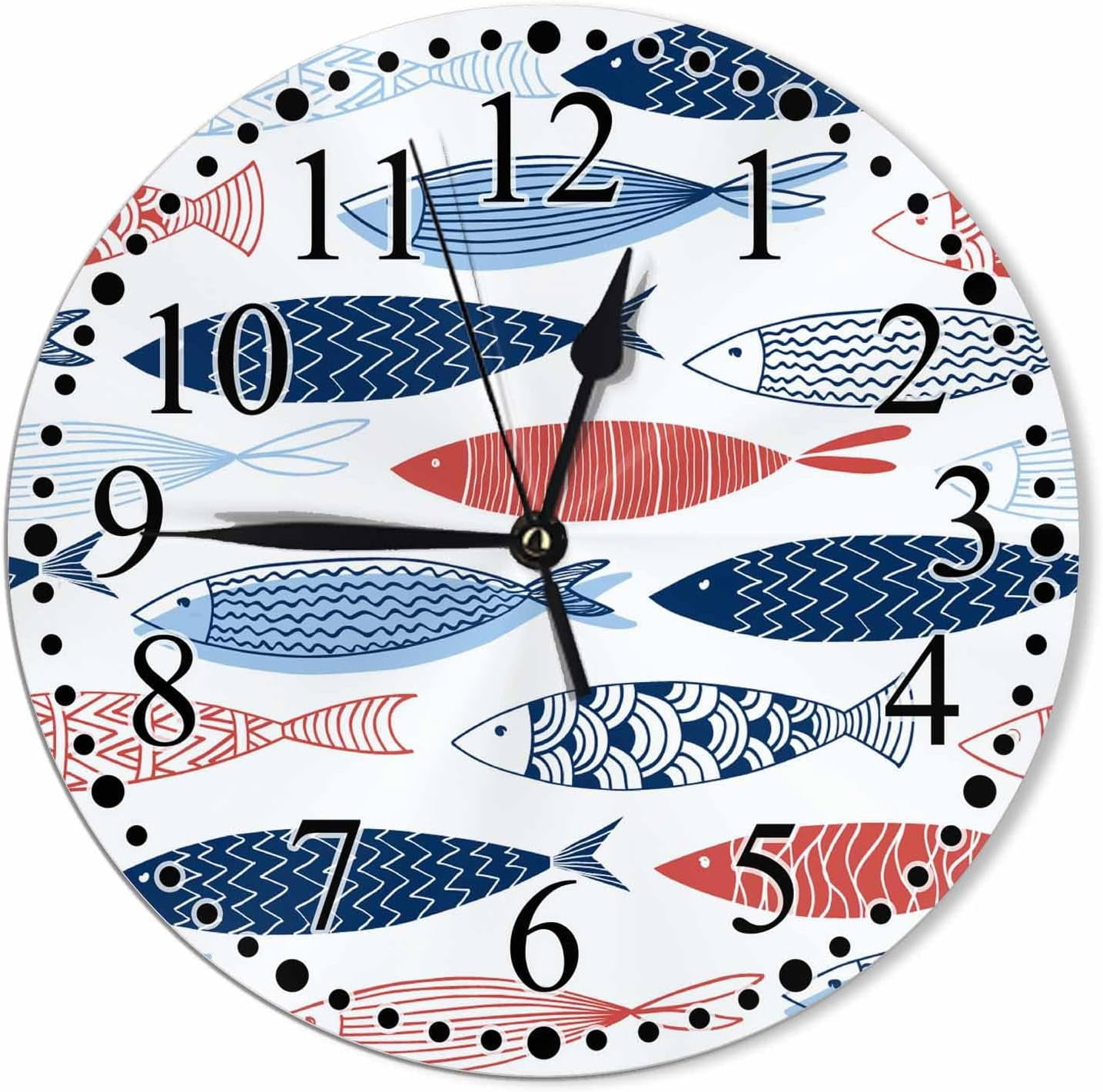 Clock Cute Fish Wall Clock 10 Inch Battery Operated Clock Silent Non ...