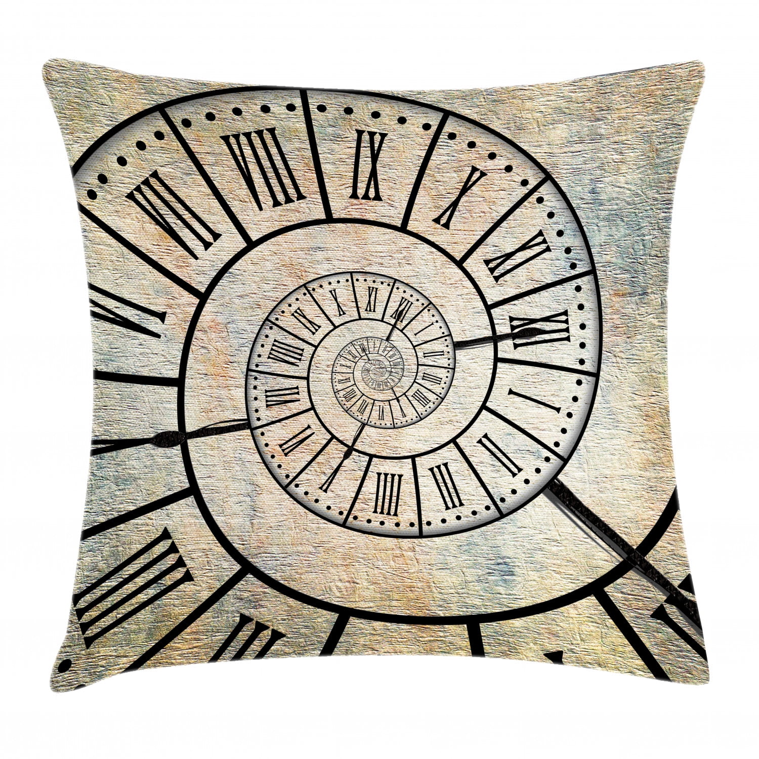 Clock Decor Throw Pillow Cushion Cover, A Roman Digit Time Spiral on ...