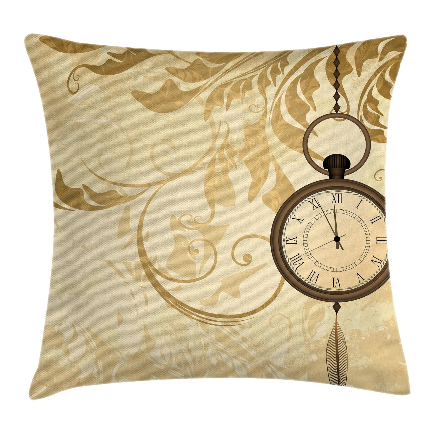 Clock Decor Throw Pillow Cushion Cover, A Vintage Grungy Background ...