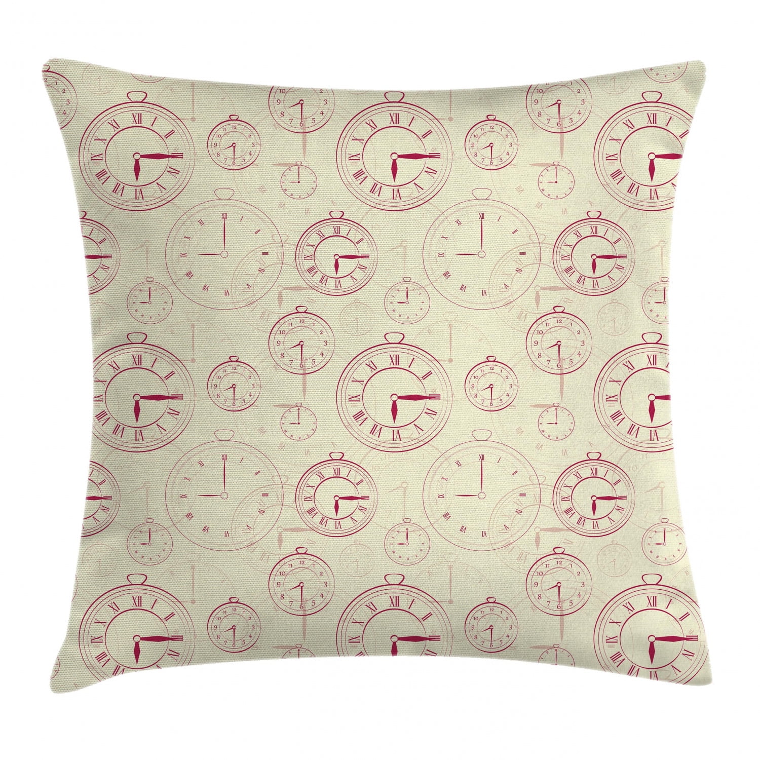 Clock Decor Throw Pillow Cushion Cover, Vintage Watches with Roman ...
