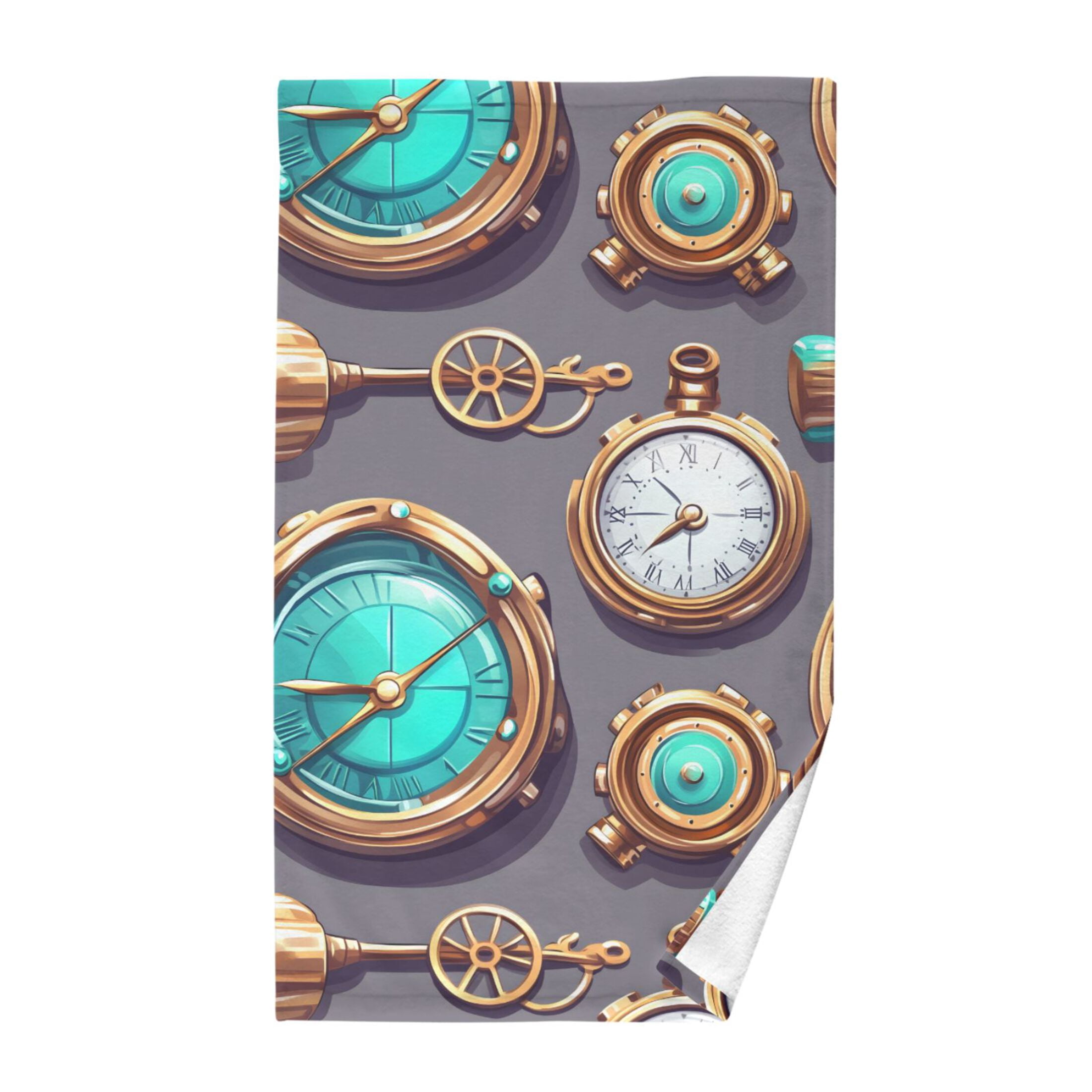 Clock Design Bath Towel 100% Cotton Soft Thick High Absorbency Hand ...