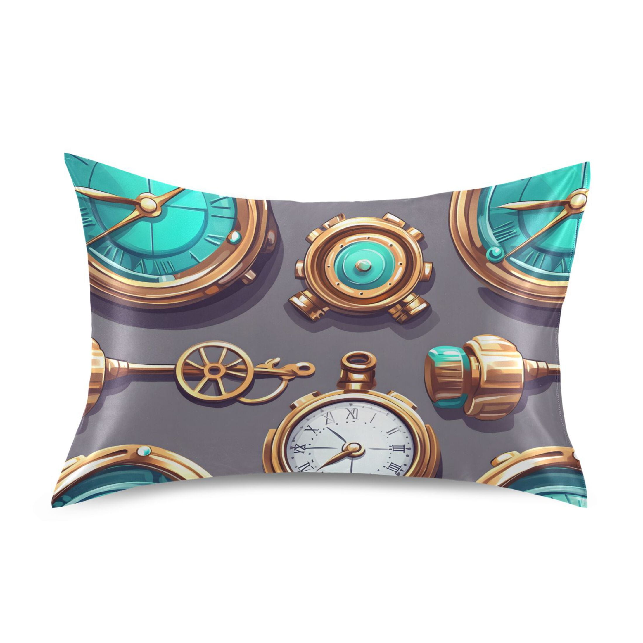 Clock Design Pillowcase Queen Size Luxury Silky Soft Wrinkle Resistant ...