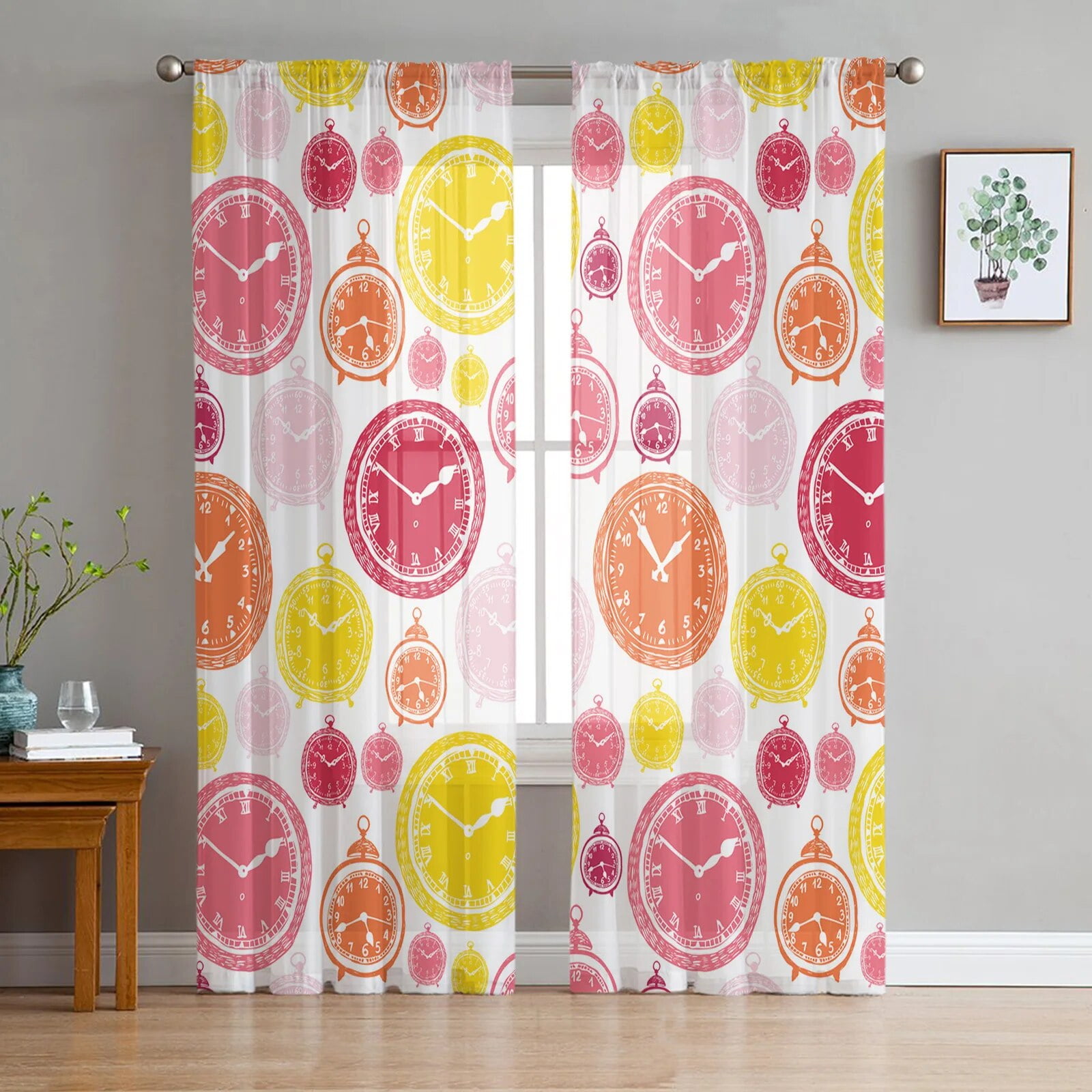 Clock Dial Color Window Treatment Tulle Modern Curtains for Bedroom ...