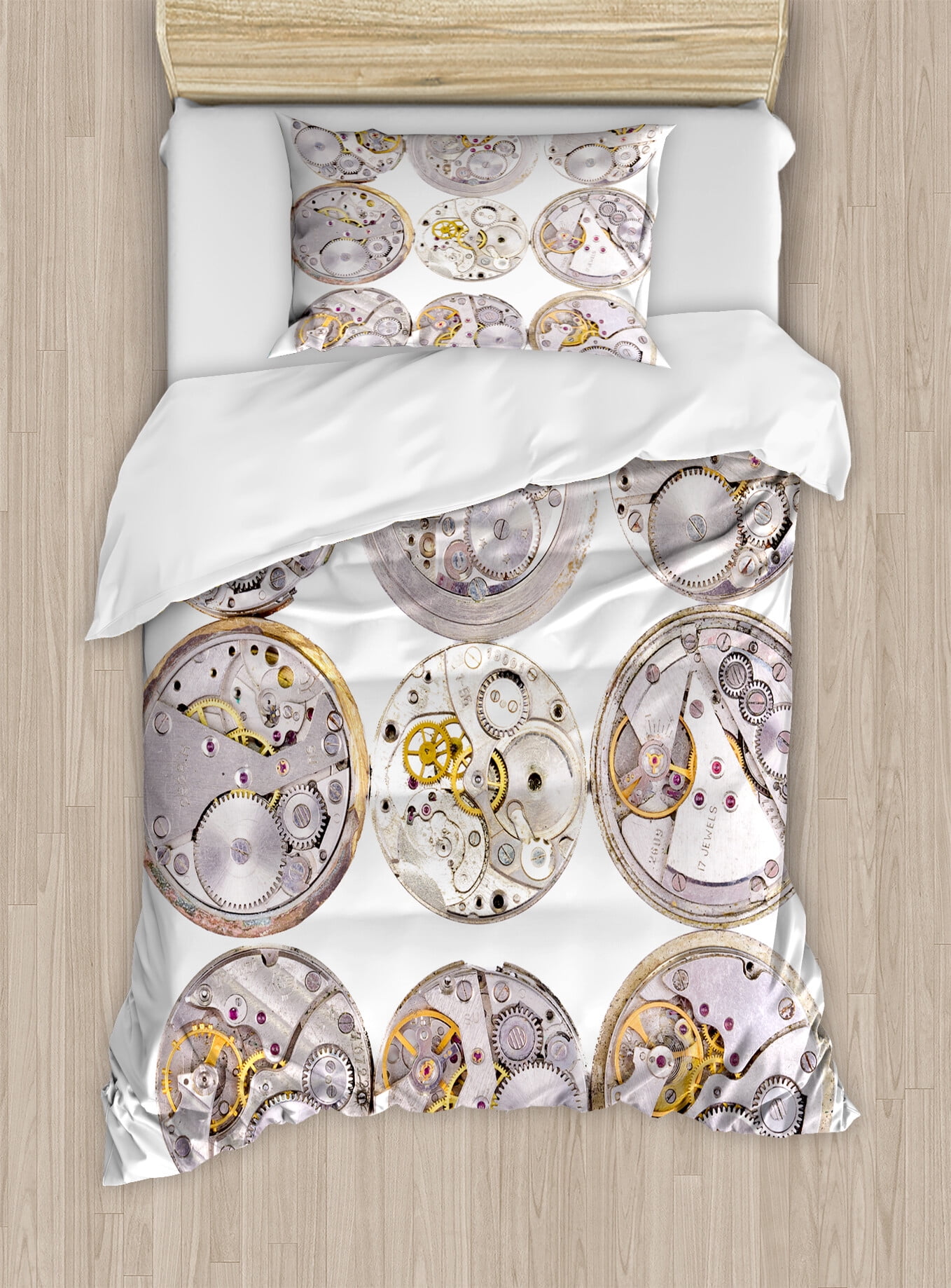 Clock Duvet Cover Set, Repair of Watches Theme Design Technical Theme ...