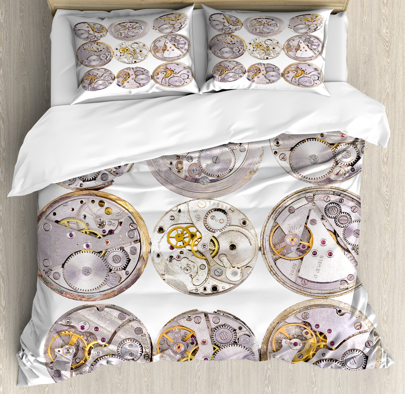 Clock Duvet Cover Set, Repair of Watches Theme Design Technical Theme ...