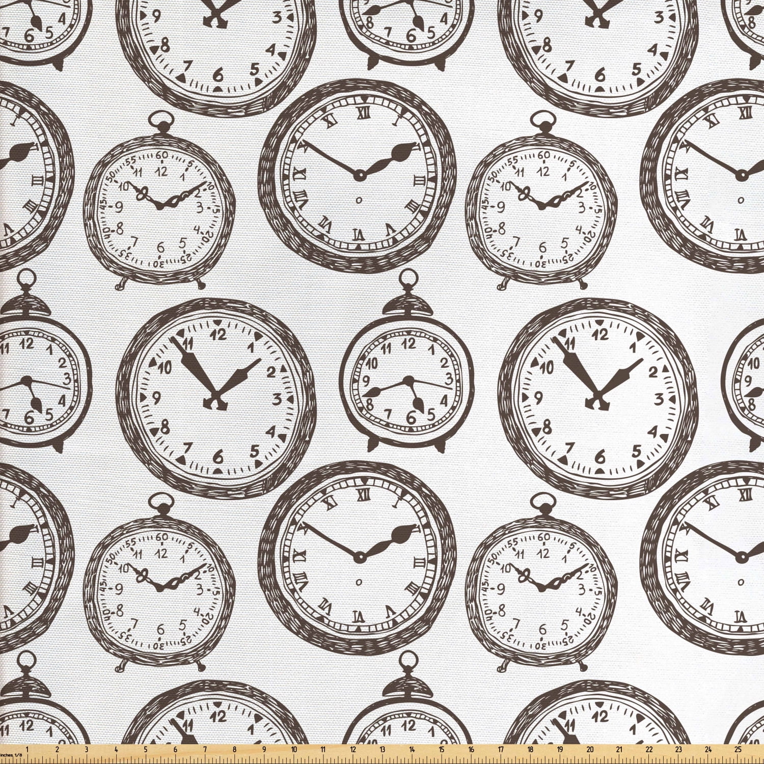 Clock Fabric by the Yard Upholstery, Vintage Pocket Watch Numbers on It ...