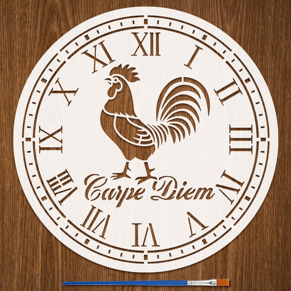 Clock Face Painting Stencil with Brush 30x30cm/11.8x11.8inch Roman ...