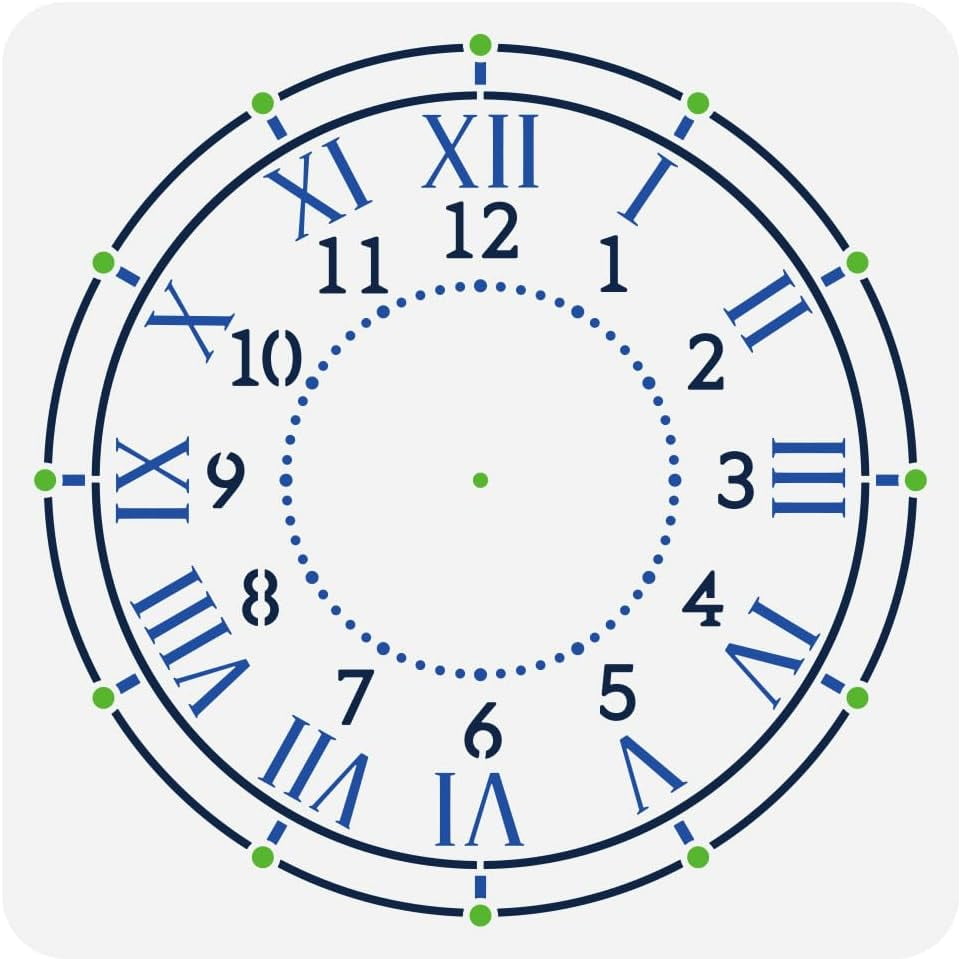 Clock Face Stencil for Painting 11.8x11.8 inch Large Clock Pattern ...