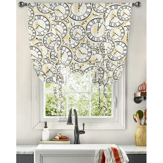 Clock Flower Window Curtain for Living Room Home r Roman Curtain ...
