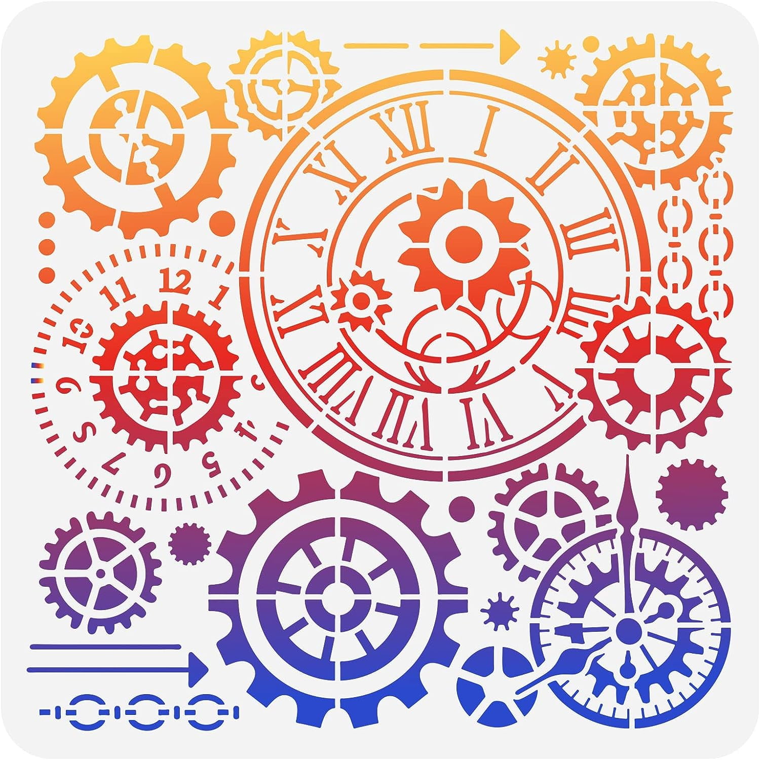Gear Stencils for Painting 11.8x11.8 inch Steampunk Stencils Clock Gear ...