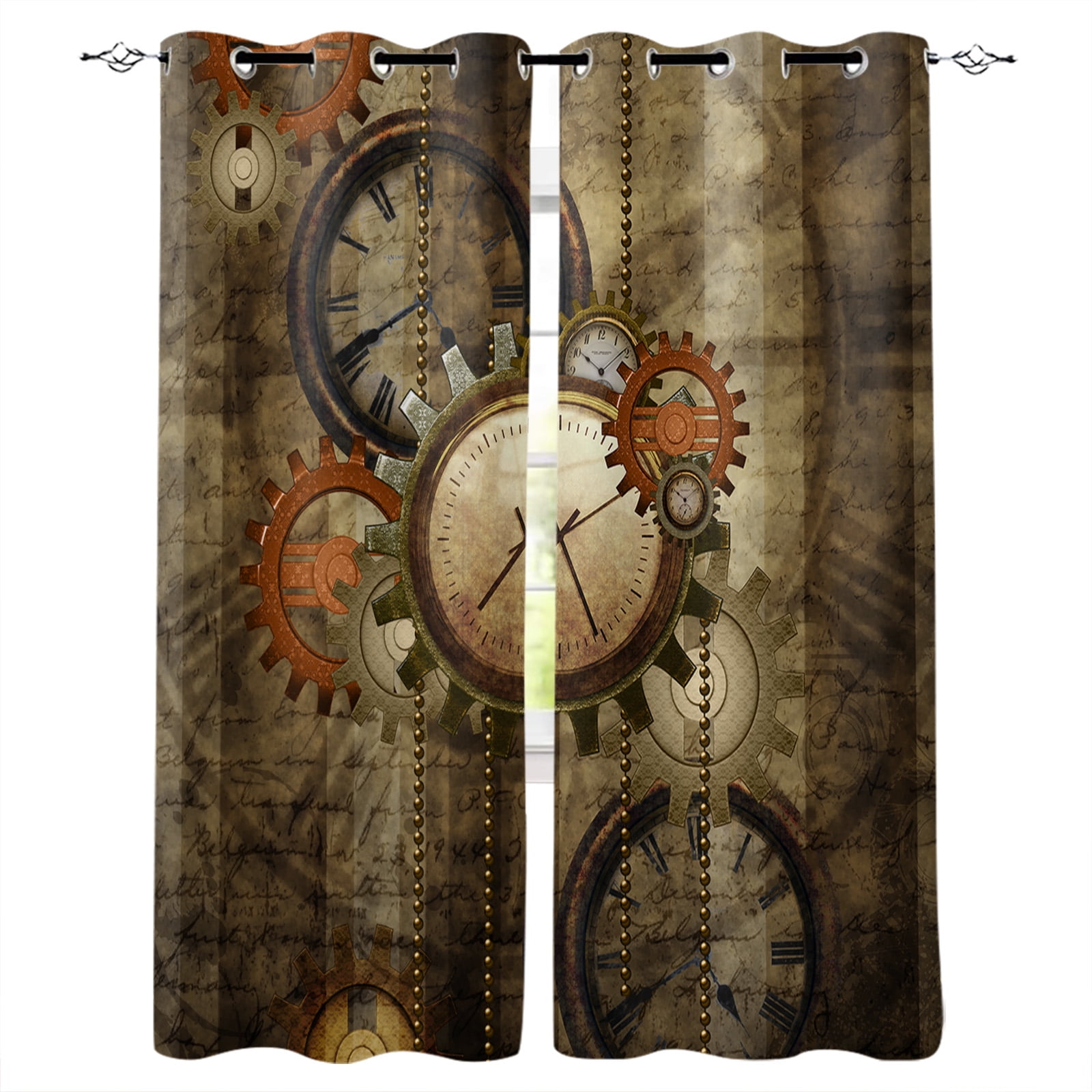 Clock Gear Steampunk Metal Window Curtains Living Room Curtain Home r ...