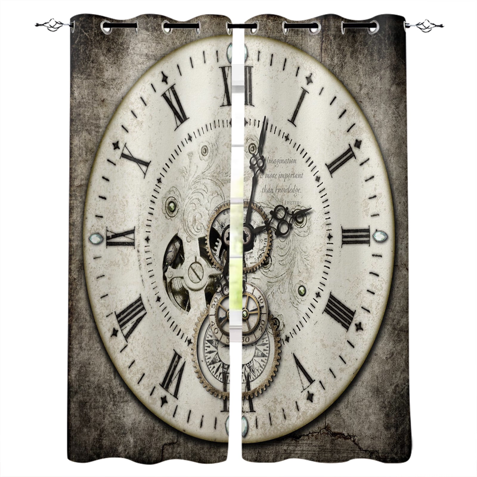 Clock Gear Steampunk Metal Window Curtains Living Room Curtain Home r ...