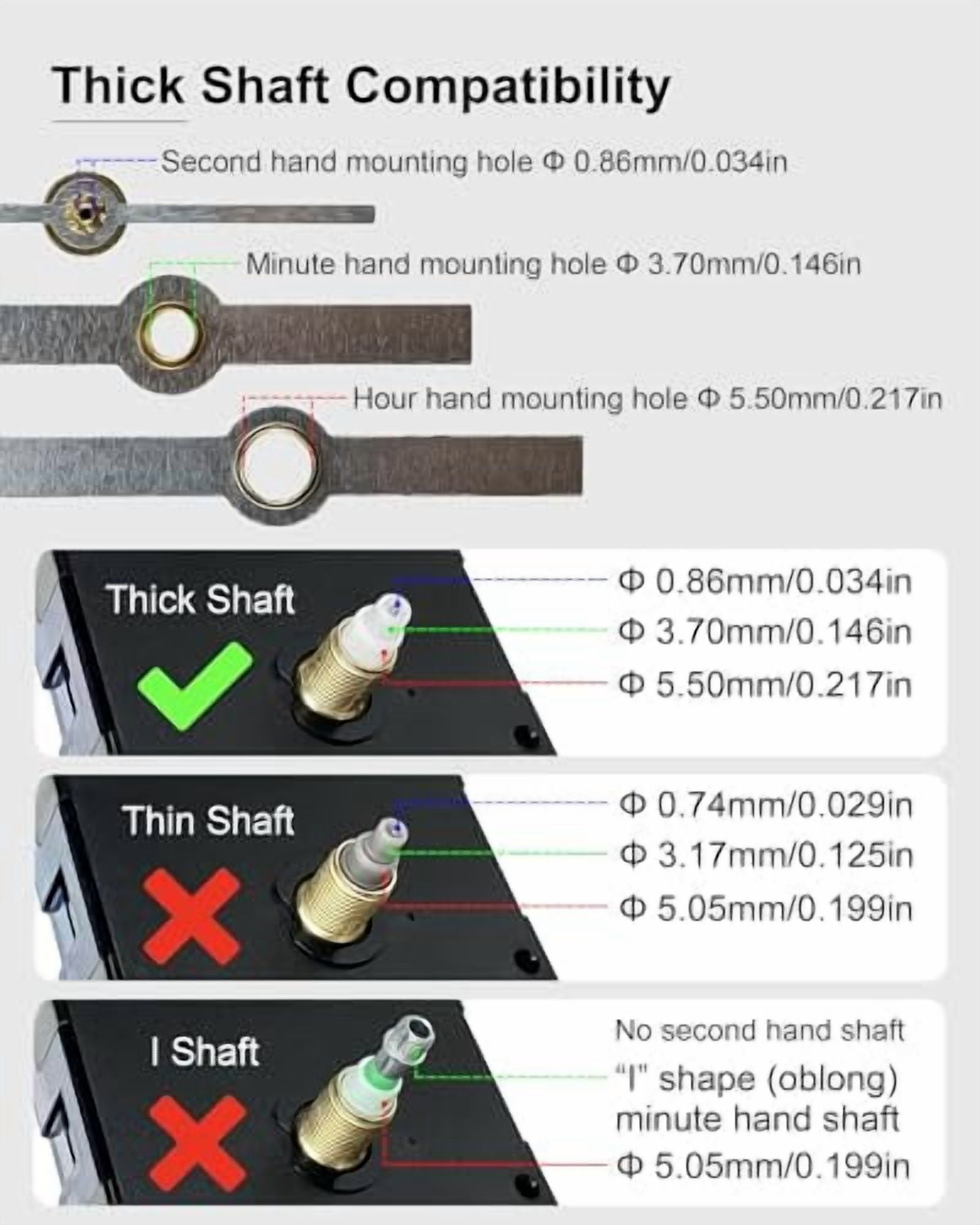 Clock Hands Hardware (White, Classic, 8 Set) for Clocks with Face ...