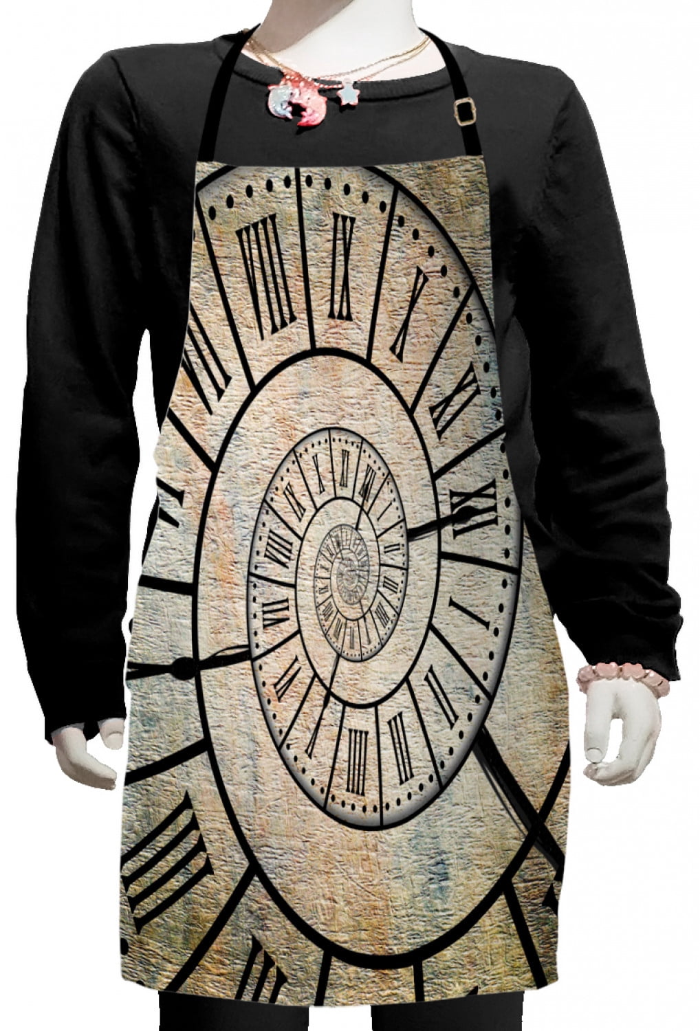 Clock Kids Apron, Roman Digit Time Spiral on the Vintage Textured ...