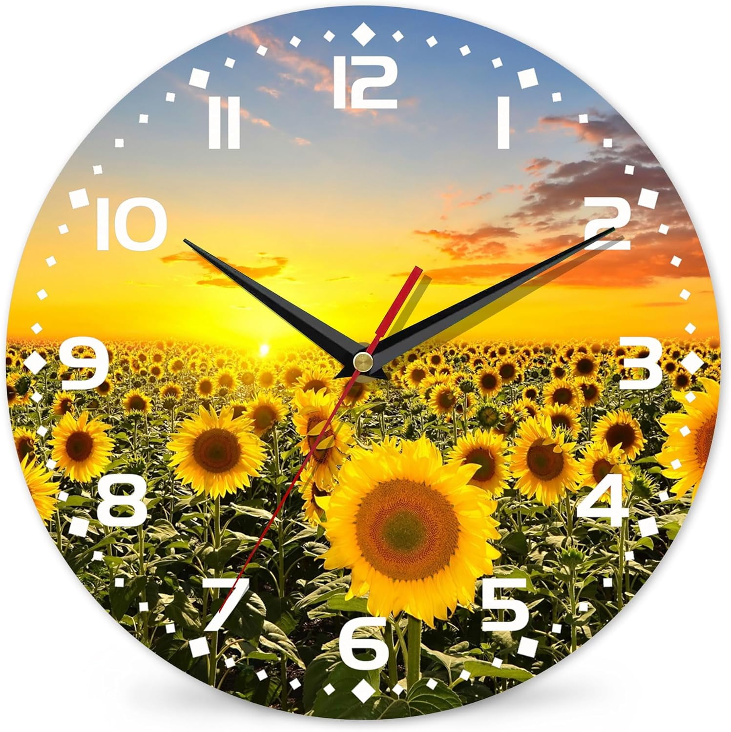 Clock for Living Room, Sunflowers Fields Under The Sunshine Wall Clock ...