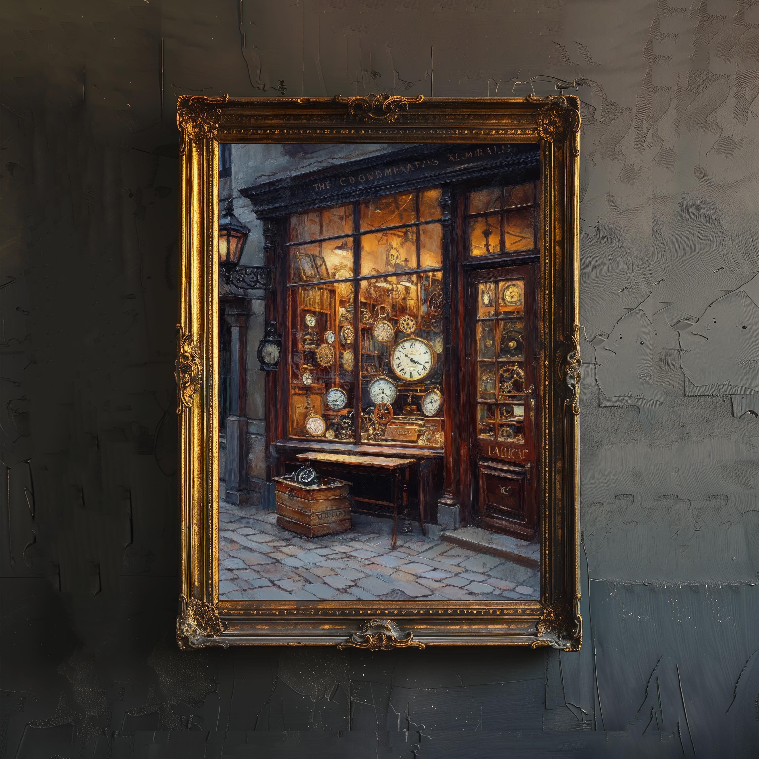 Clock Maker’s Emporium Art Print Vintage Horology Wall Art Dark ...