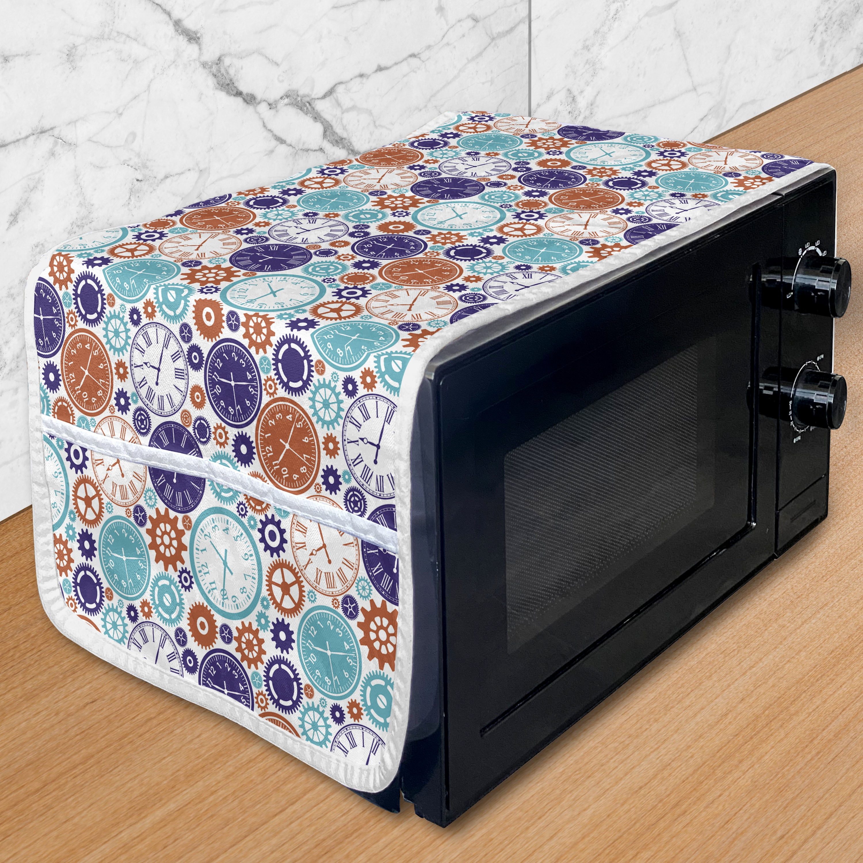 Clock Microwave Oven Cover, Vintage Clock Mechanism Roman Numbers Hour ...