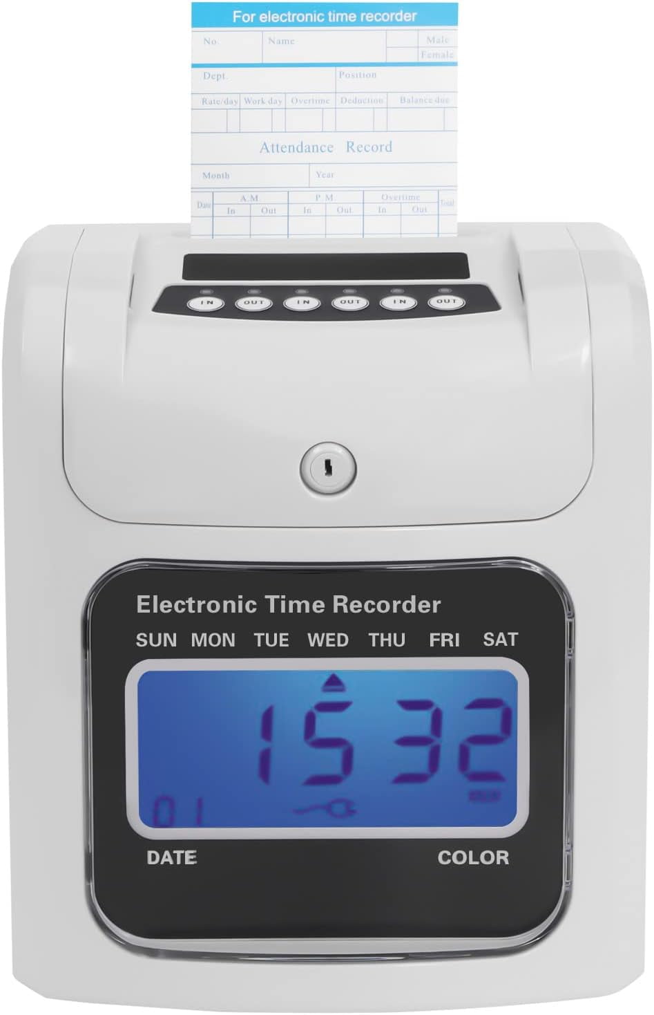 Clock in and Out Machine for Employees, Time Card Machine w/LCD Display ...