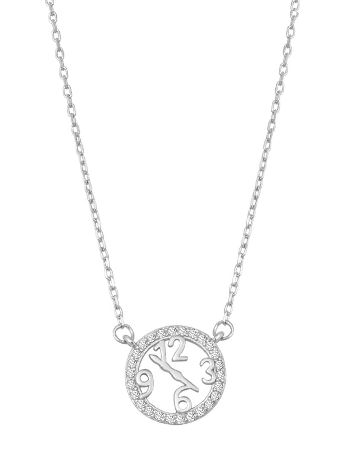 Clock Pendant Necklace, Time Theme, Sterling Silver 925 - Walmart.com