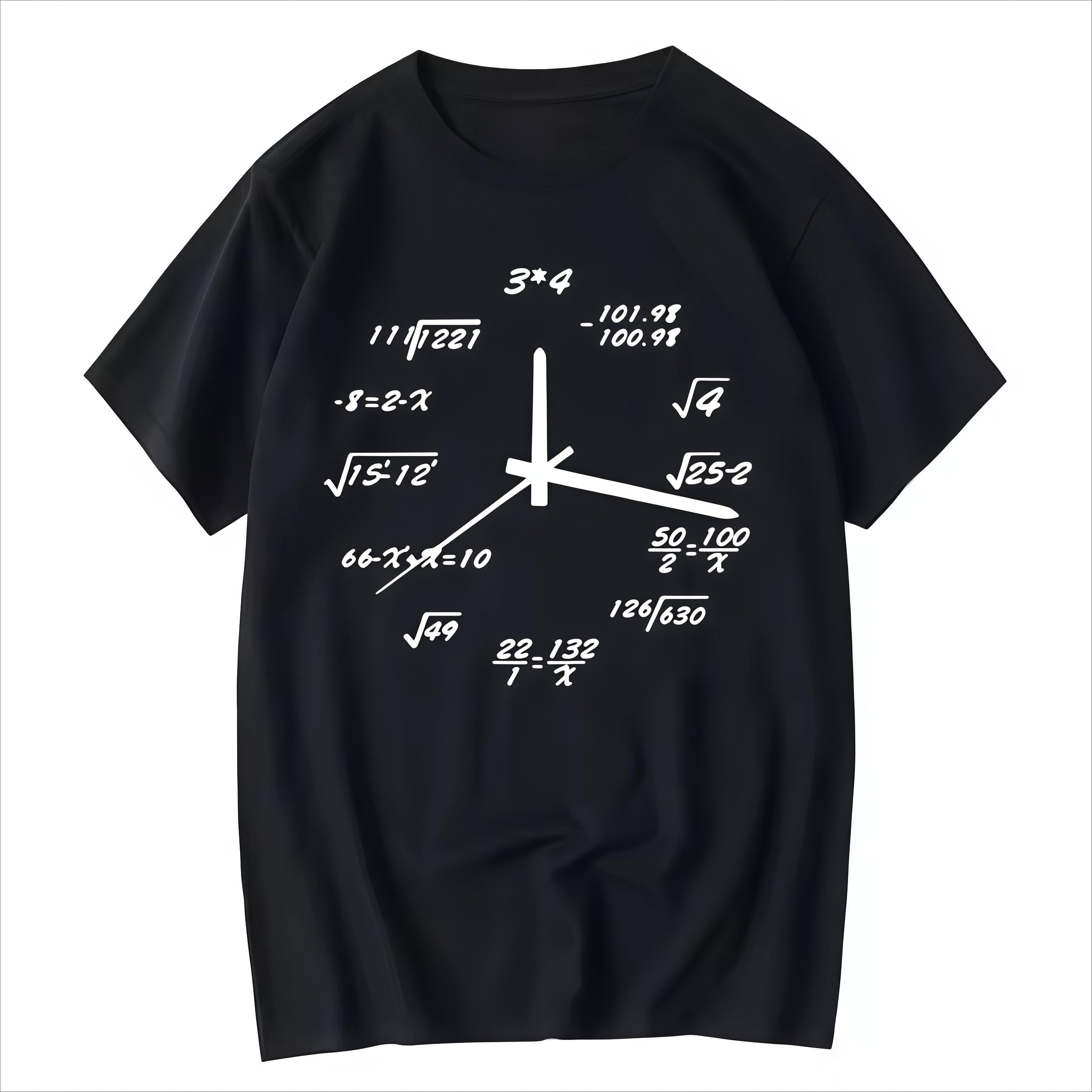 Clock Print Tees,Math Equations Graphic Casual Men T Shirt,Short Sleeve ...